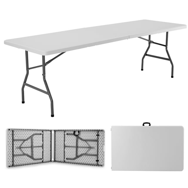 GIANNA 8FT Folding Table with Carrying Handles, Outdoor Indoor Heavy ...