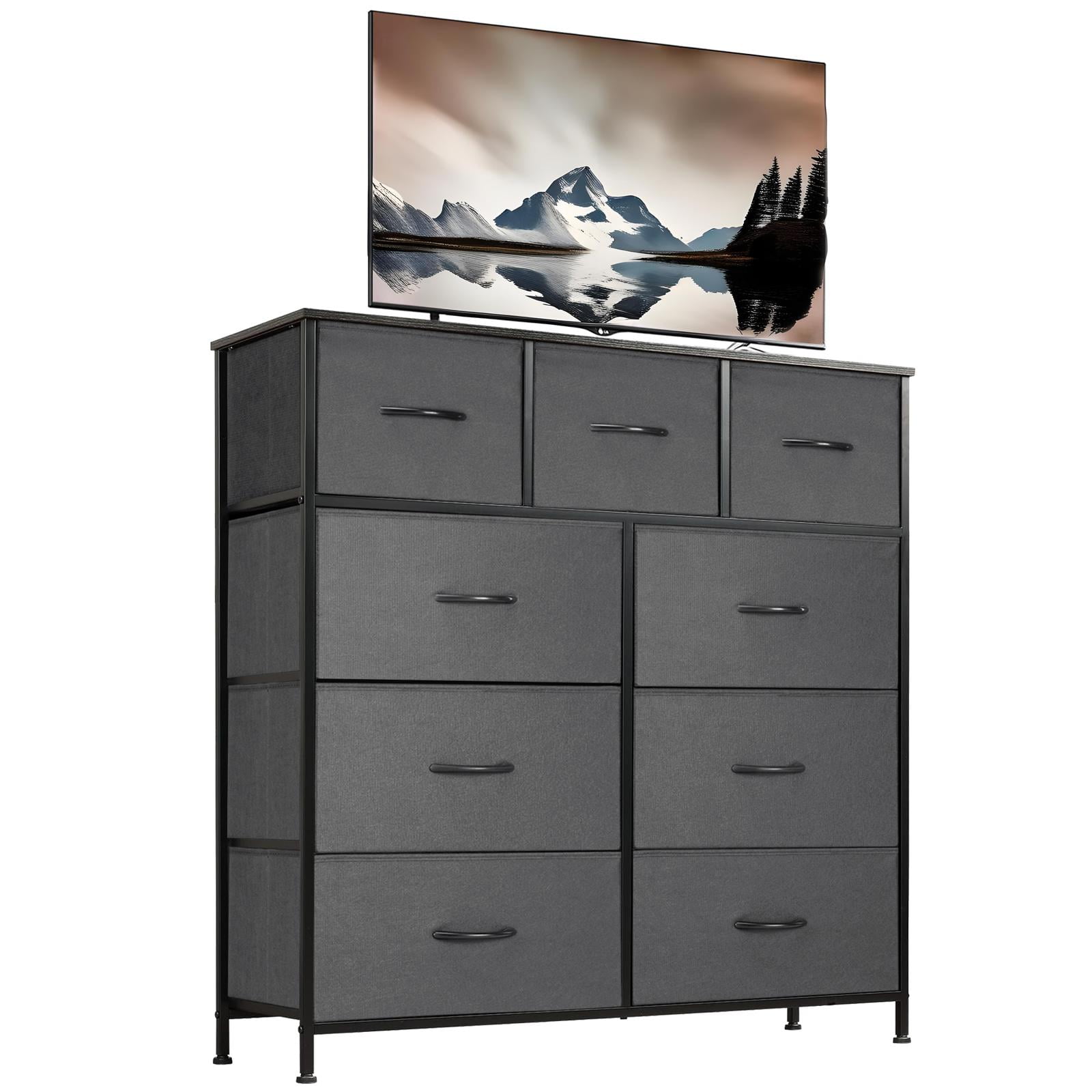 EDX 9 Drawers Dresser, Fabric Drawer Cabinet for Home Office, Grey ...