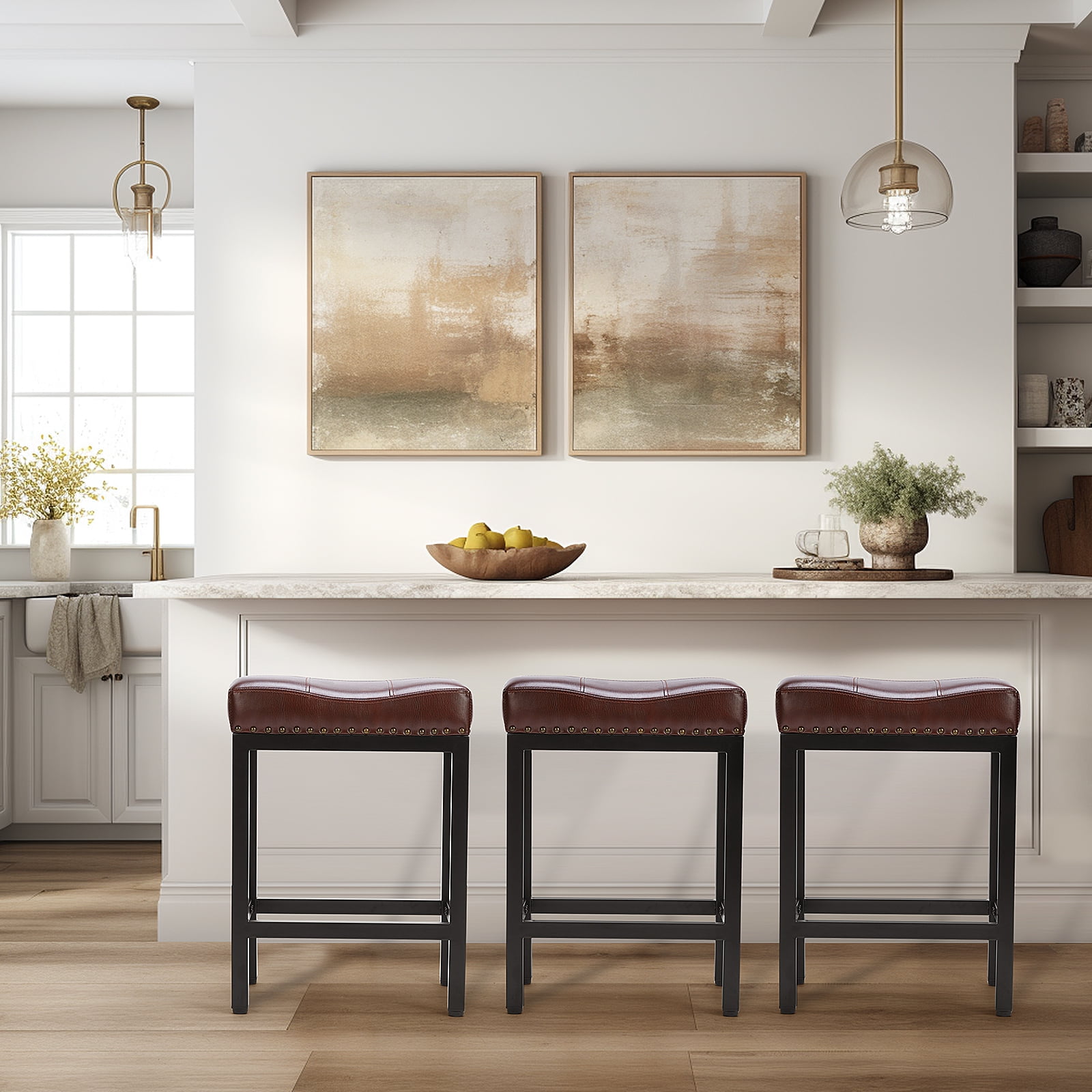 JIOABL Bar Stools Set of 4, Upholstered Modern Counter Height 24 Inch ...