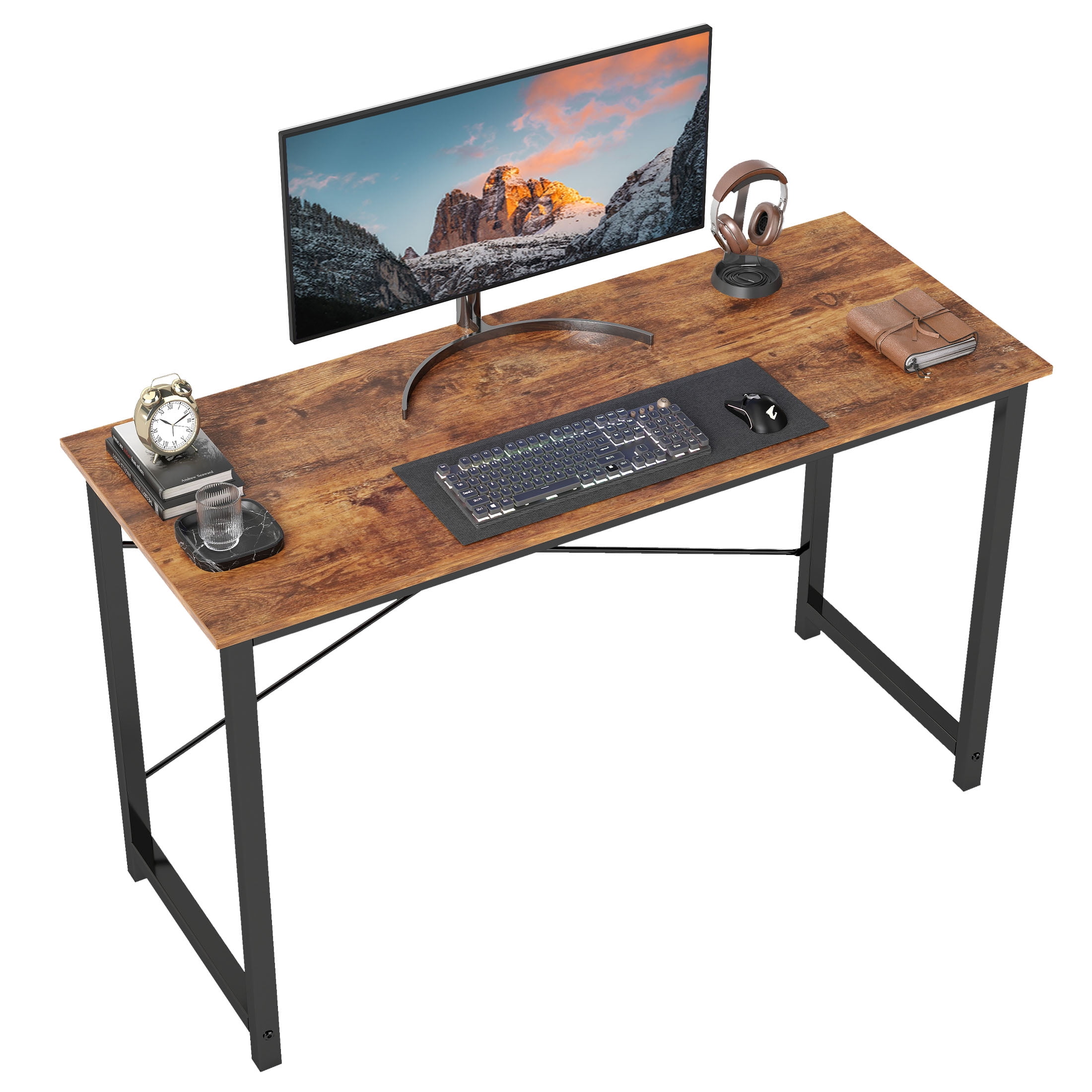 CONCETTA Computer Desk, 47 Inch with Storage Bag and Iron Hooks for ...