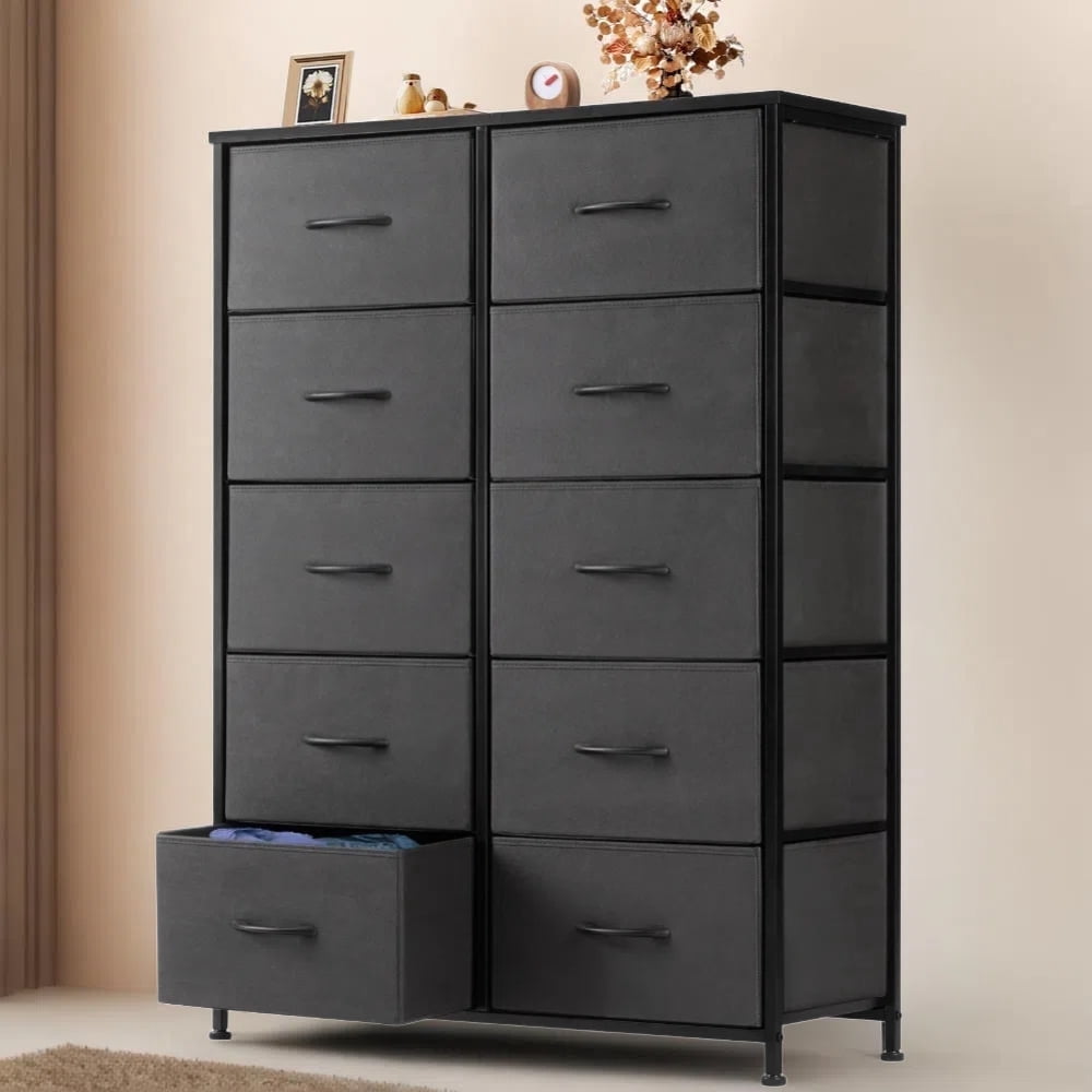 CONCETTA Dresser for Bedroom with 10 Fabric Drawers, Tall Chest ...