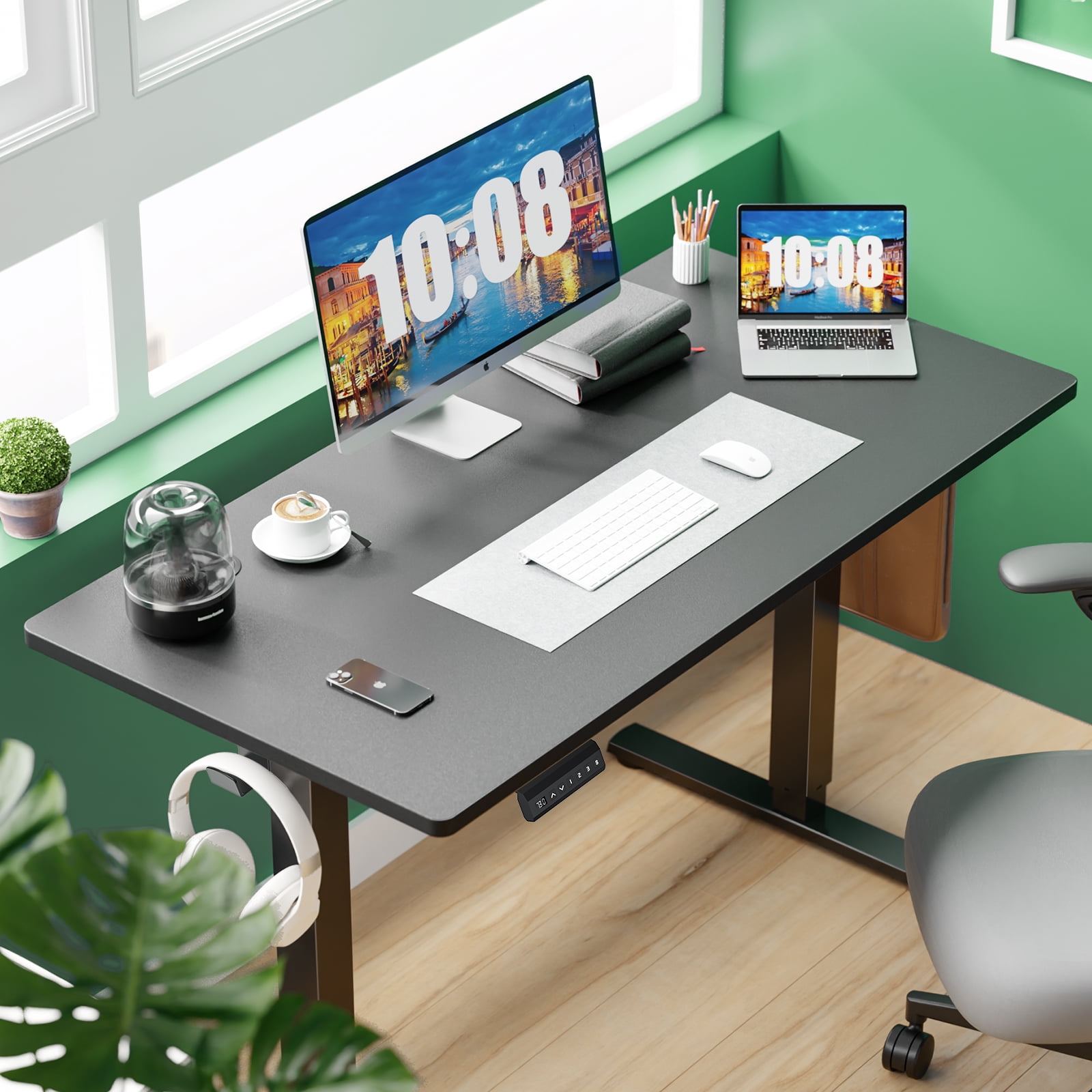 GIANNA Electric Adjustable Height Standing Desk - 63 x 24 inch Sit to ...