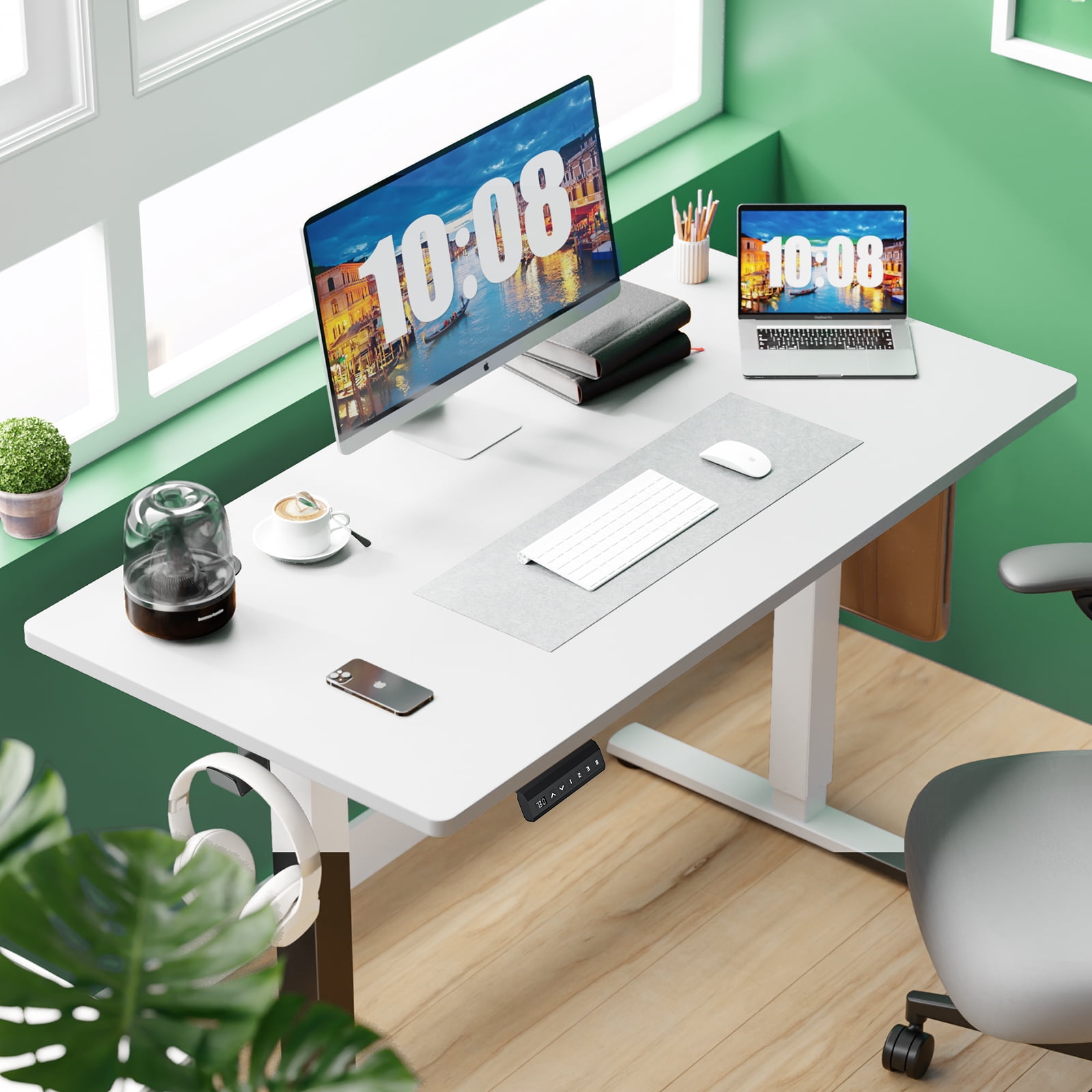 GIANNA Electric Adjustable Height Standing Desk - 55 x 24 inch Sit to ...