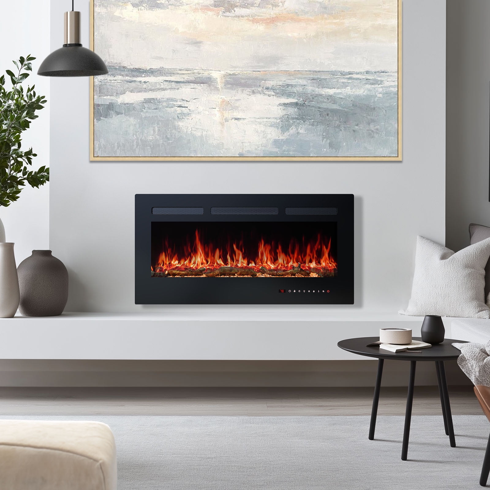 GIANNA Electric Fireplace 36 inch Recessed and Wall Mounted,Electric ...