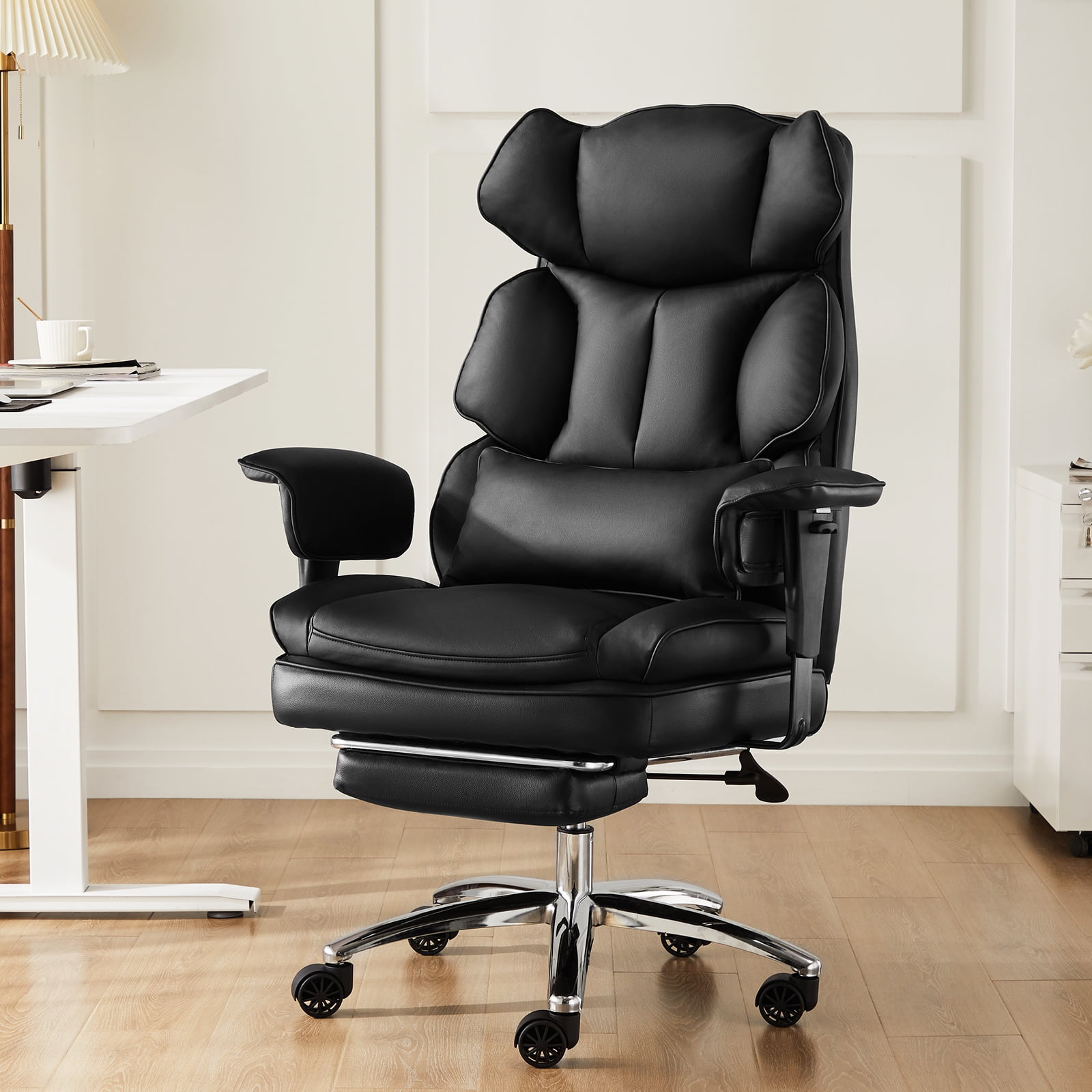 GIANNA Executive Home Office Desk Chair Ergonomic Big Tall High Back with Footrest & Lumbar ...