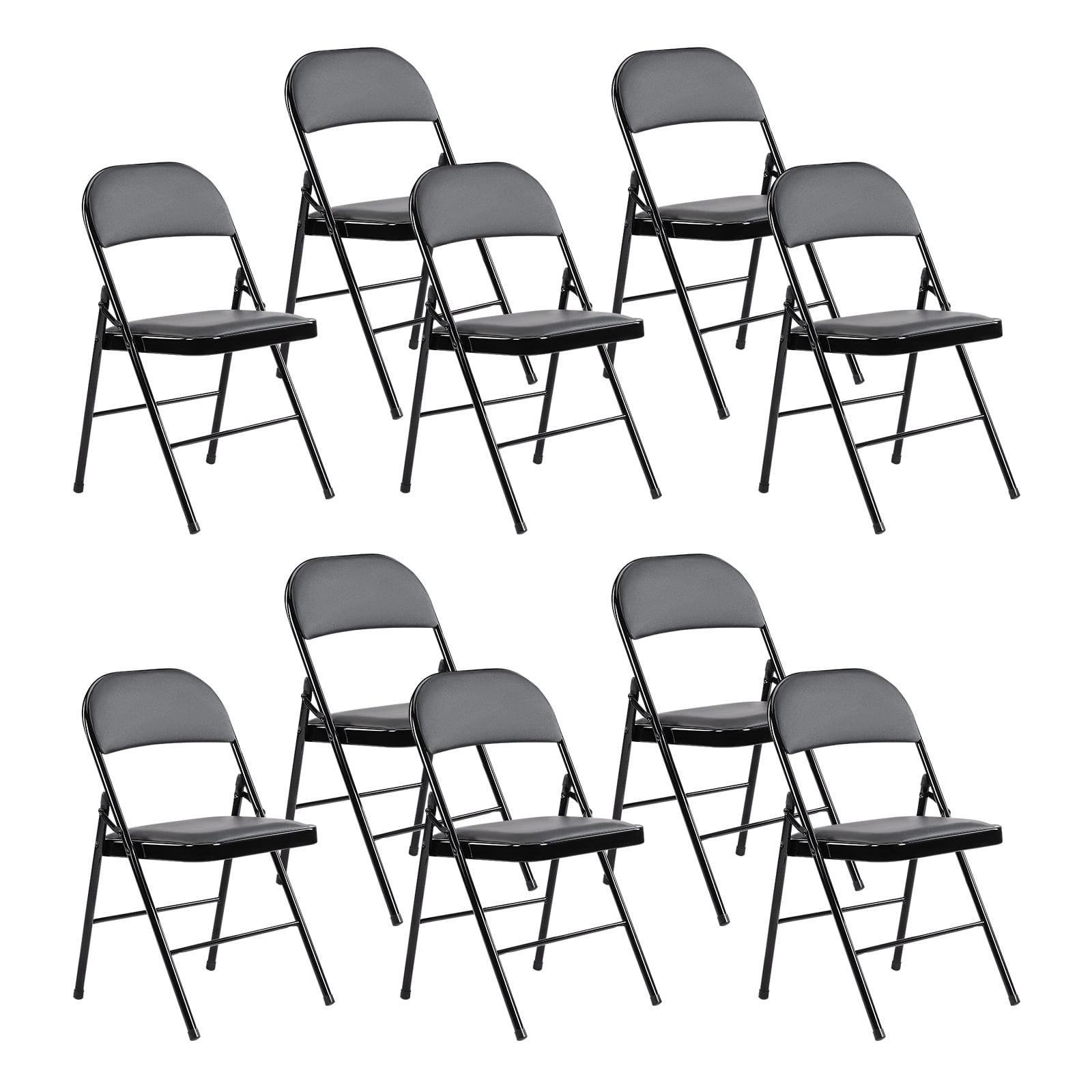 GIANNA Folding Chair 10 Pack, Sturdy Metal Frame Foldable Chairs with ...