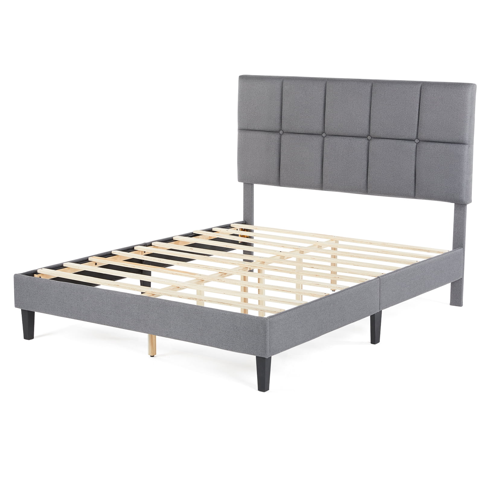 Gianna Full Size Linen Upholstered Bed Frame with Support & Storage ...
