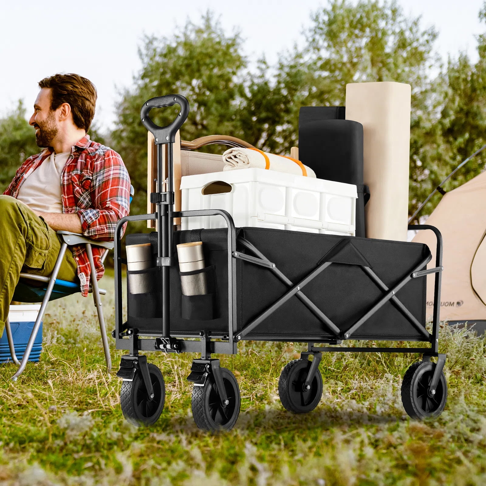Gianna Heavy Duty Folding Wagon with All-Terrain Wheels, Portable and ...