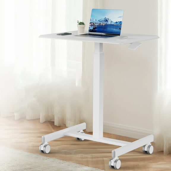 Gianna Dual-Flip C-Shaped Desk, Adjustable Bedside Table with Wheels ...