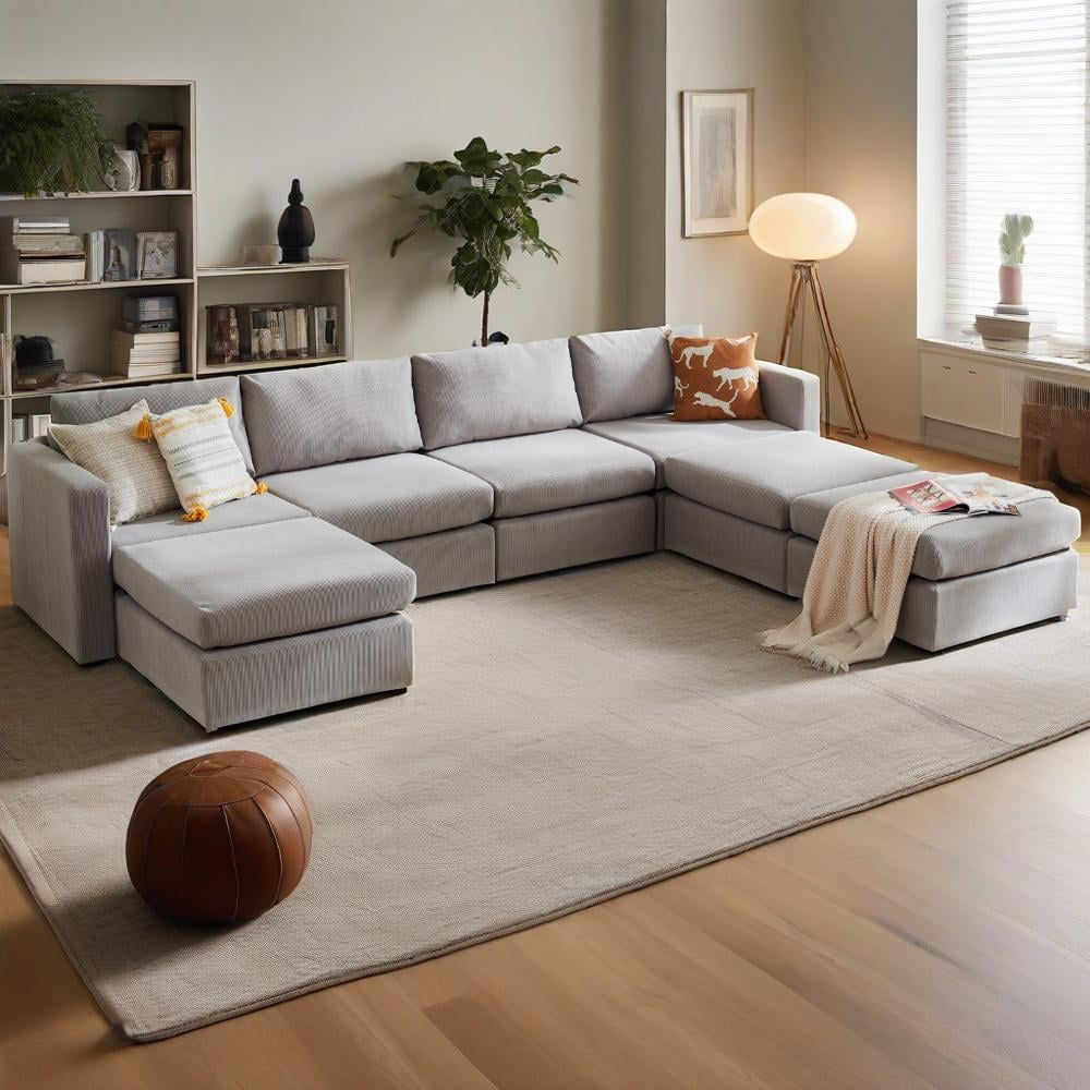 GIANNA Modern Sectional Sofa with 7 Seats 6 Backs, L-Shaped Sofa Set for Living Room, Grey ...