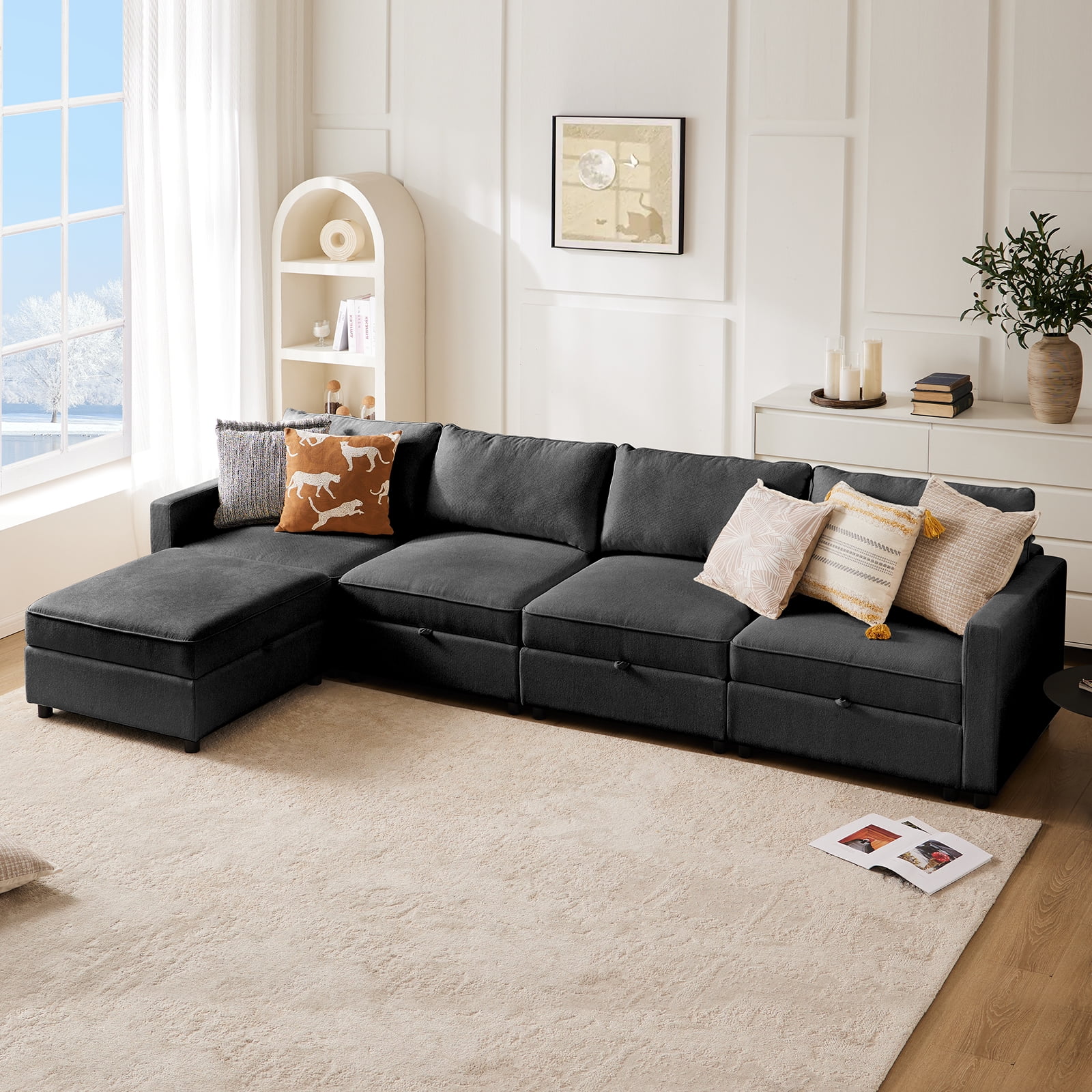 GIANNA Modular Sectional Sofa, 5 Seat Sofa Set with Storage for Living Room, L-Shaped Modern ...