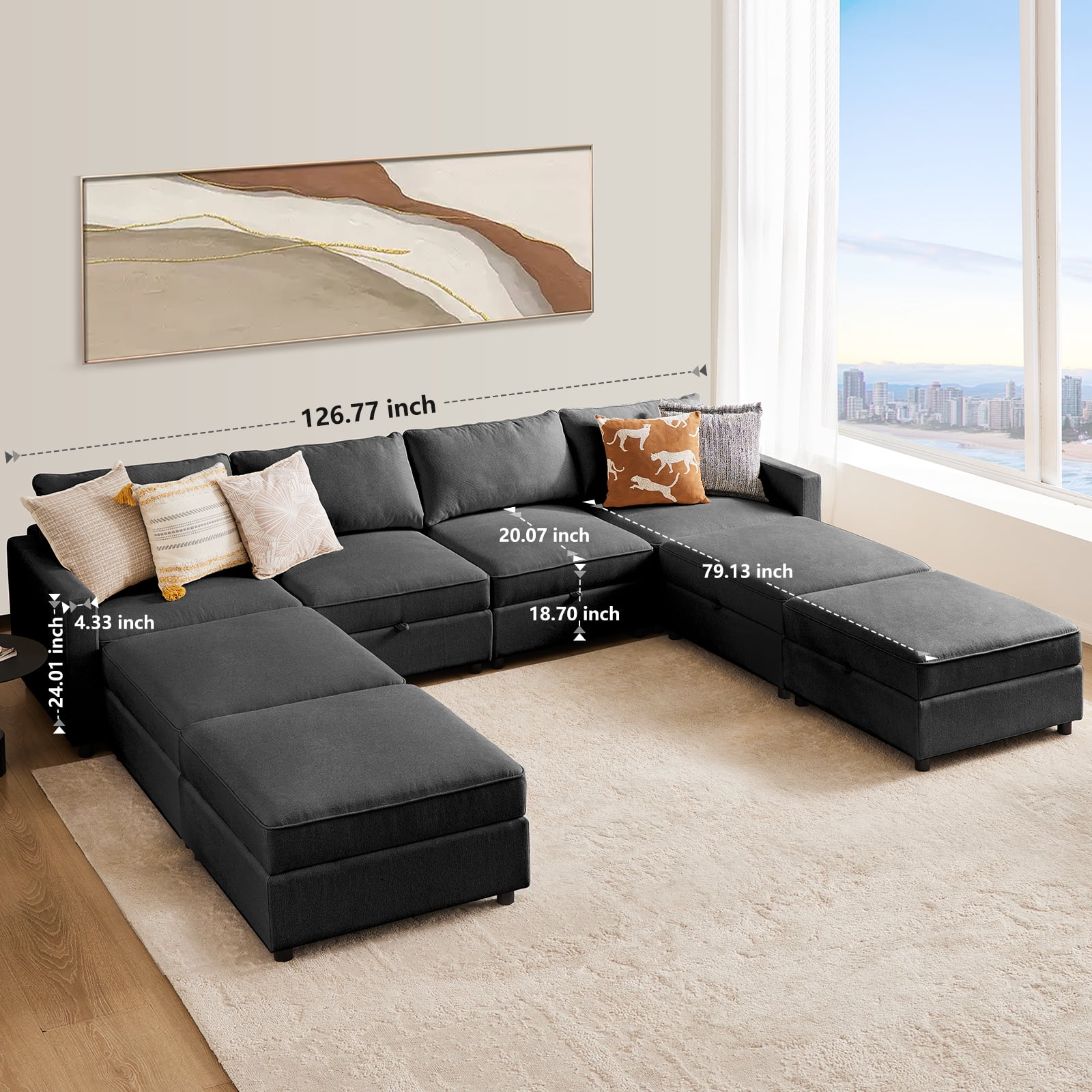 GIANNA Modular Sectional Sofa, 8 Seat L Shaped Comfy Cloud Couches Set ...