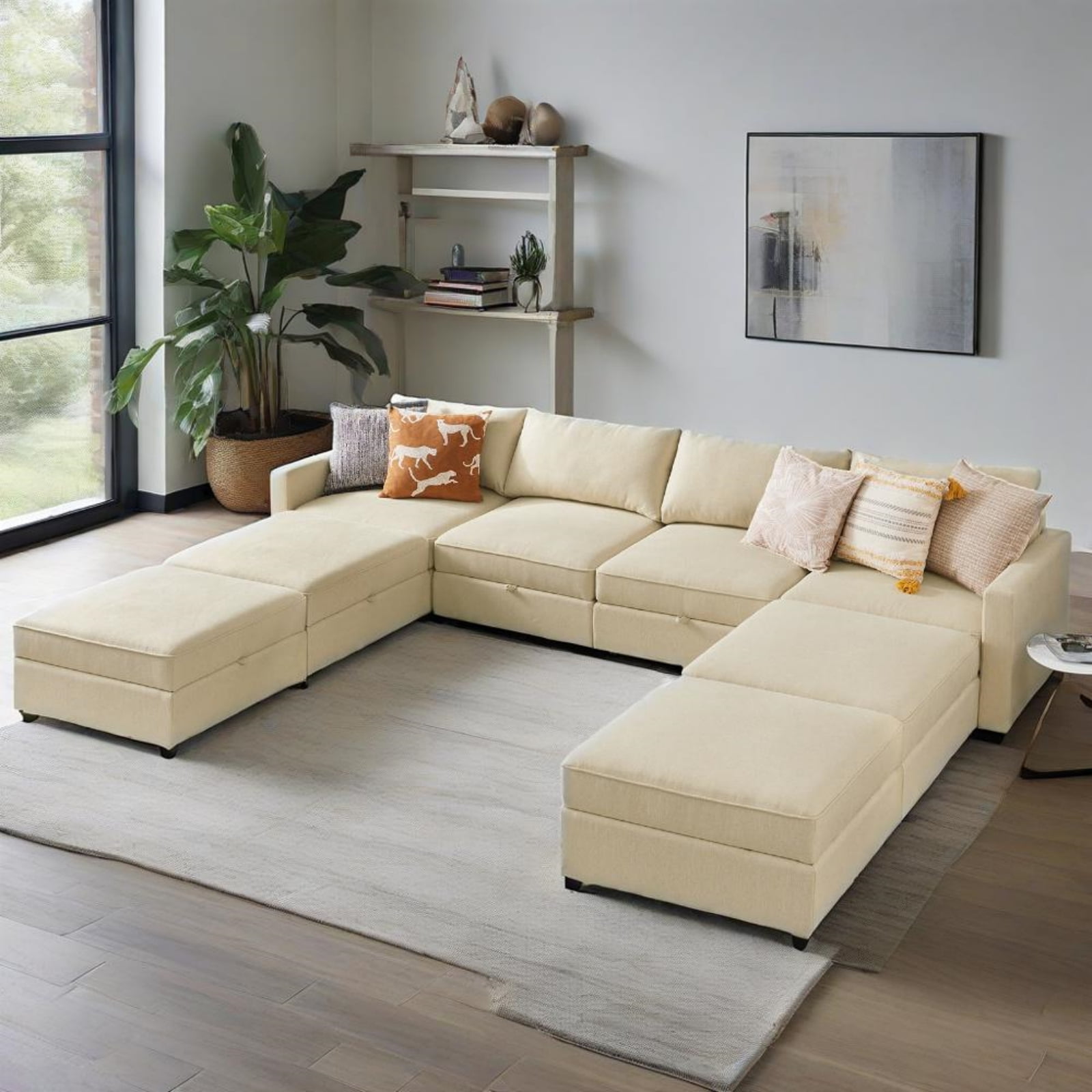 Gianna Modular Sectional Sofa - U-Shaped Sleeper Couch - Walmart.com