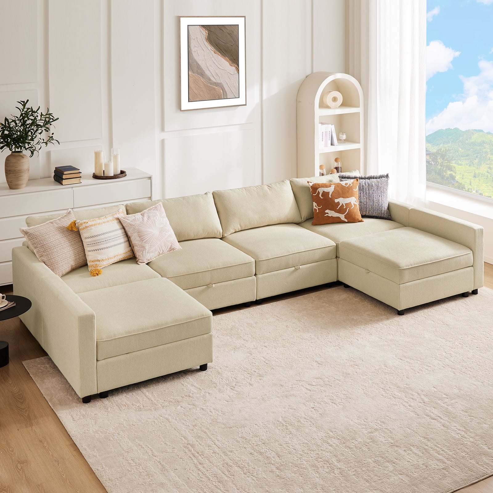 GIANNA Modular Sectional Sofa, U Shaped Couch Set for Living Room, 6 Seater Comfy Cloud Couches ...