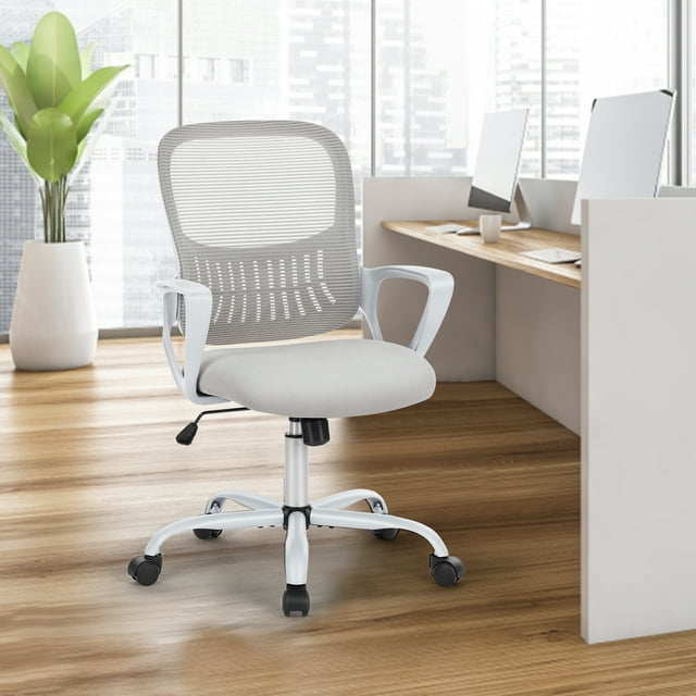 Gianna Office Chair, Ergonomic Home Mesh Office Desk Chairs, with Armrests, Wheels and Mid-Back ...