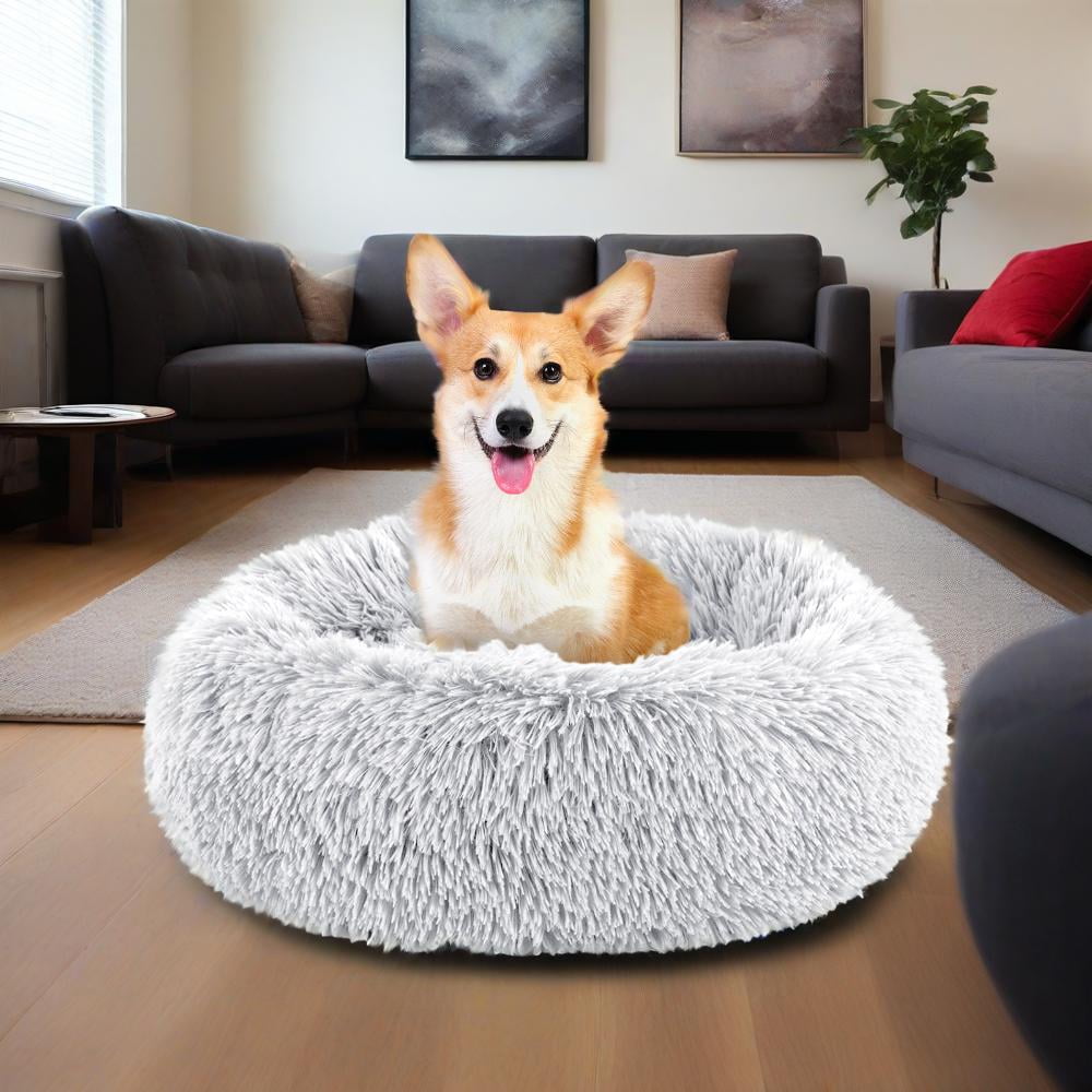 JIOABL Round Dog Bed, Anti-Slip Fuzzy Pet Bed, Washable Cat Sofa Mat ...