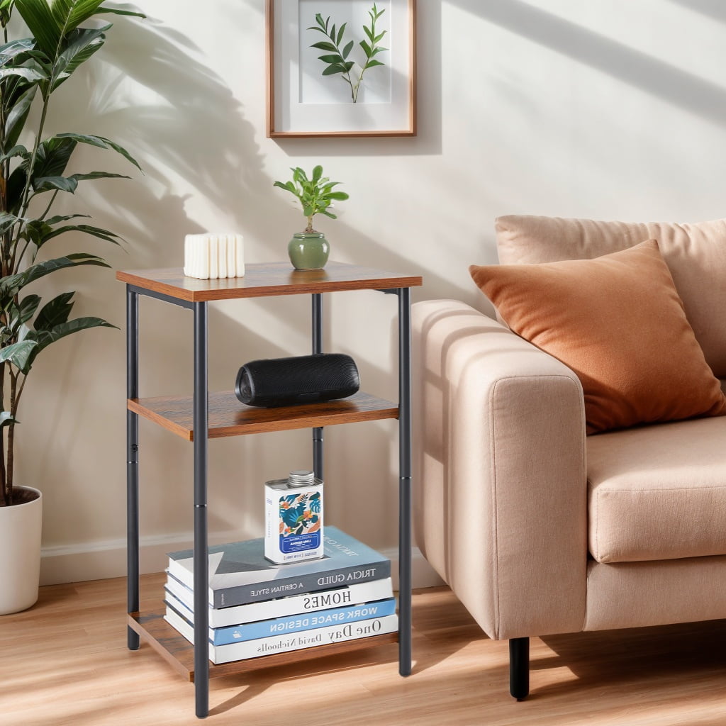 GIANNA Set of 2 End Table, 3-Tier Space-Saving Nightstand, Side Tables ...