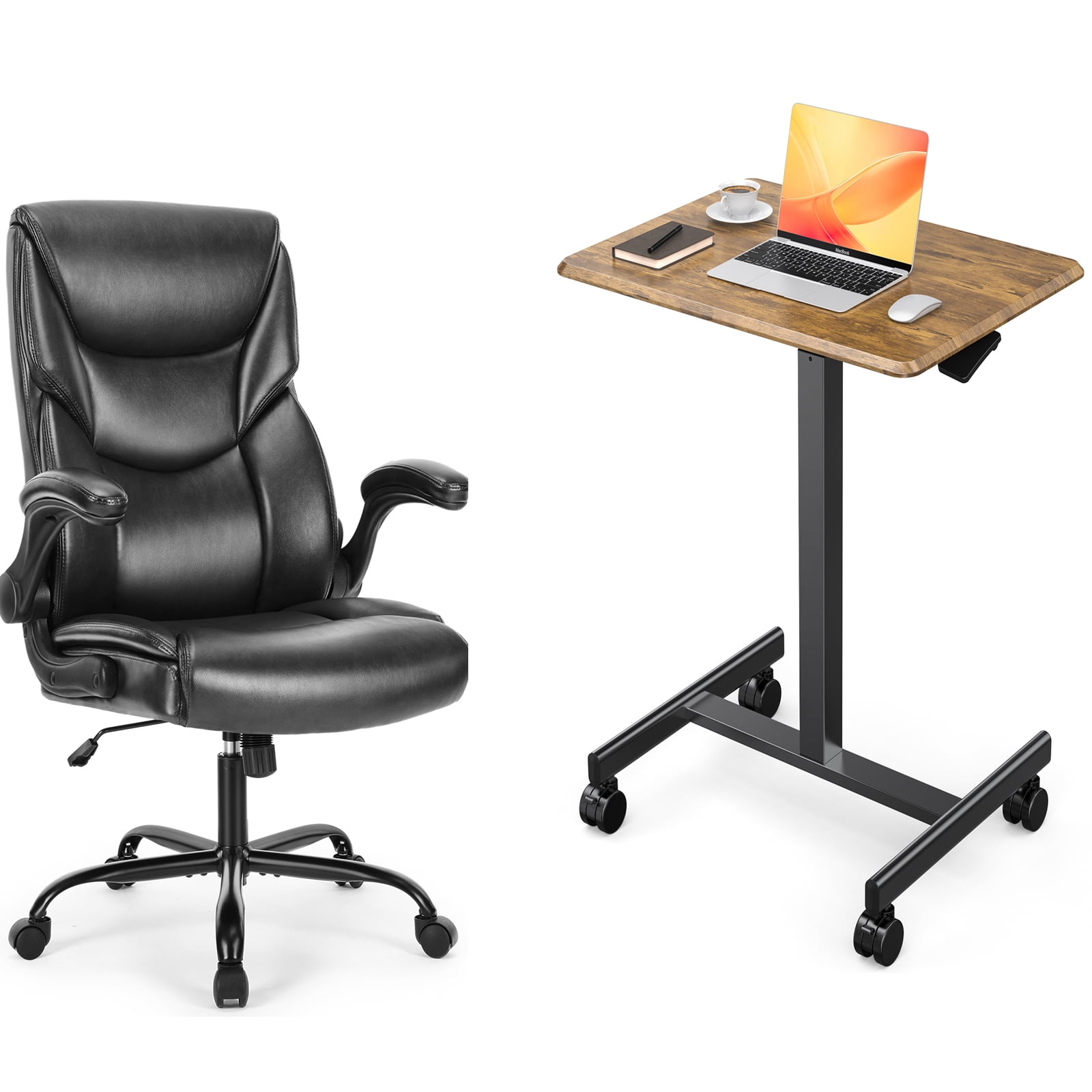 GIANNA Small Standing Desk & Chair, Mobile Portable Rolling Laptop Desk ...