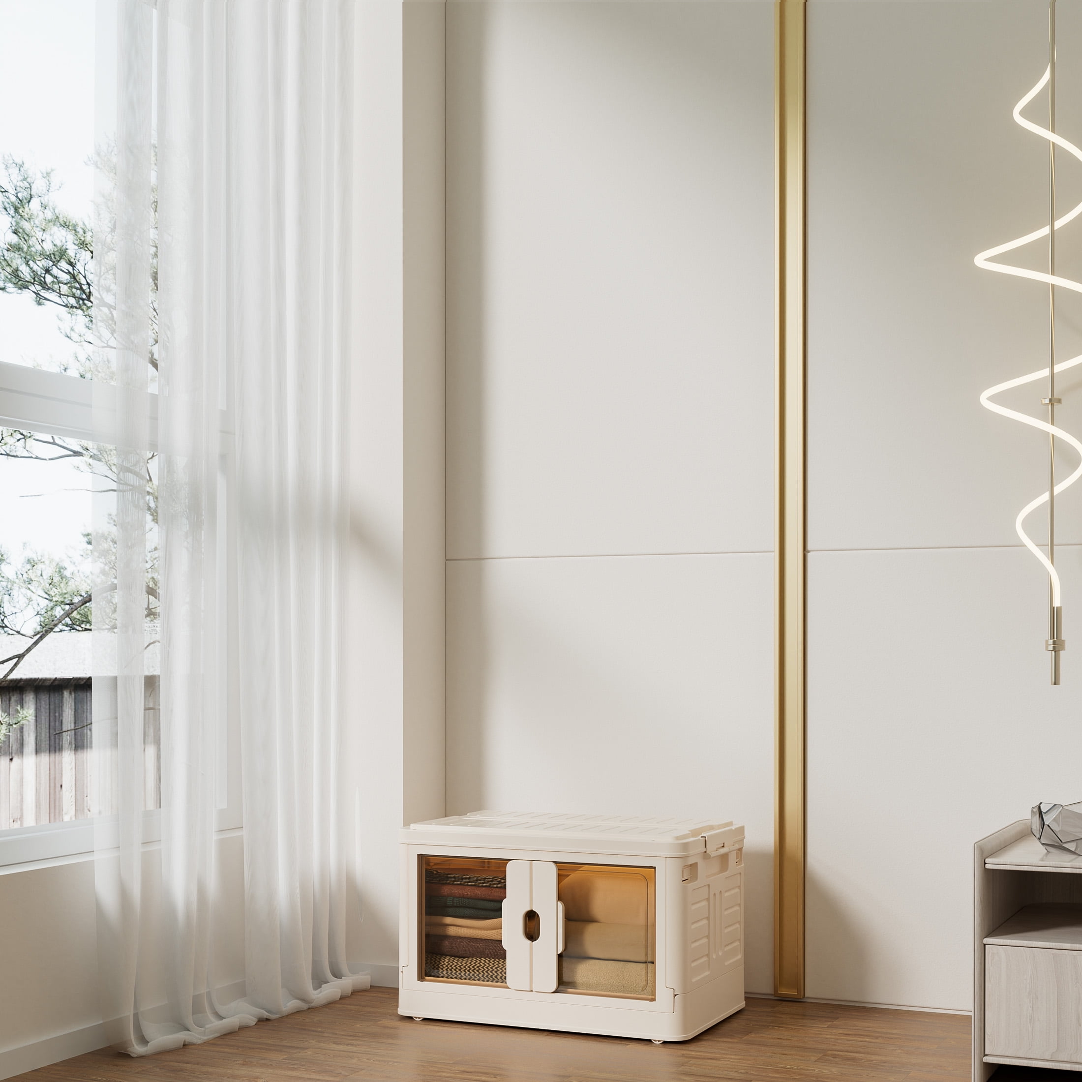 Gianna Stackable Collapsible Storage Bins with Wheels 8.4 Gal Durable ...