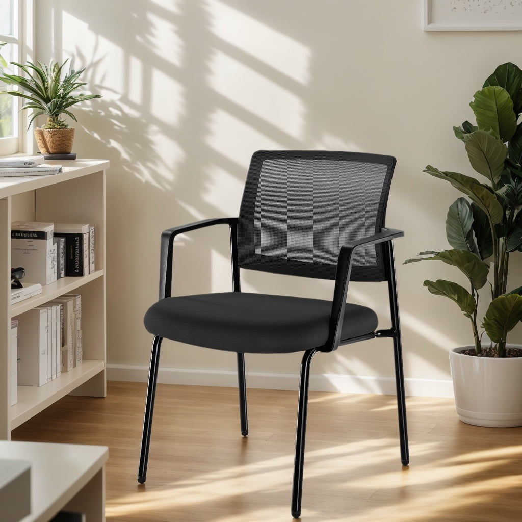 GIANNA Stacking Chairs with Arm, Upholstered Sturdy Metal Mesh Back ...