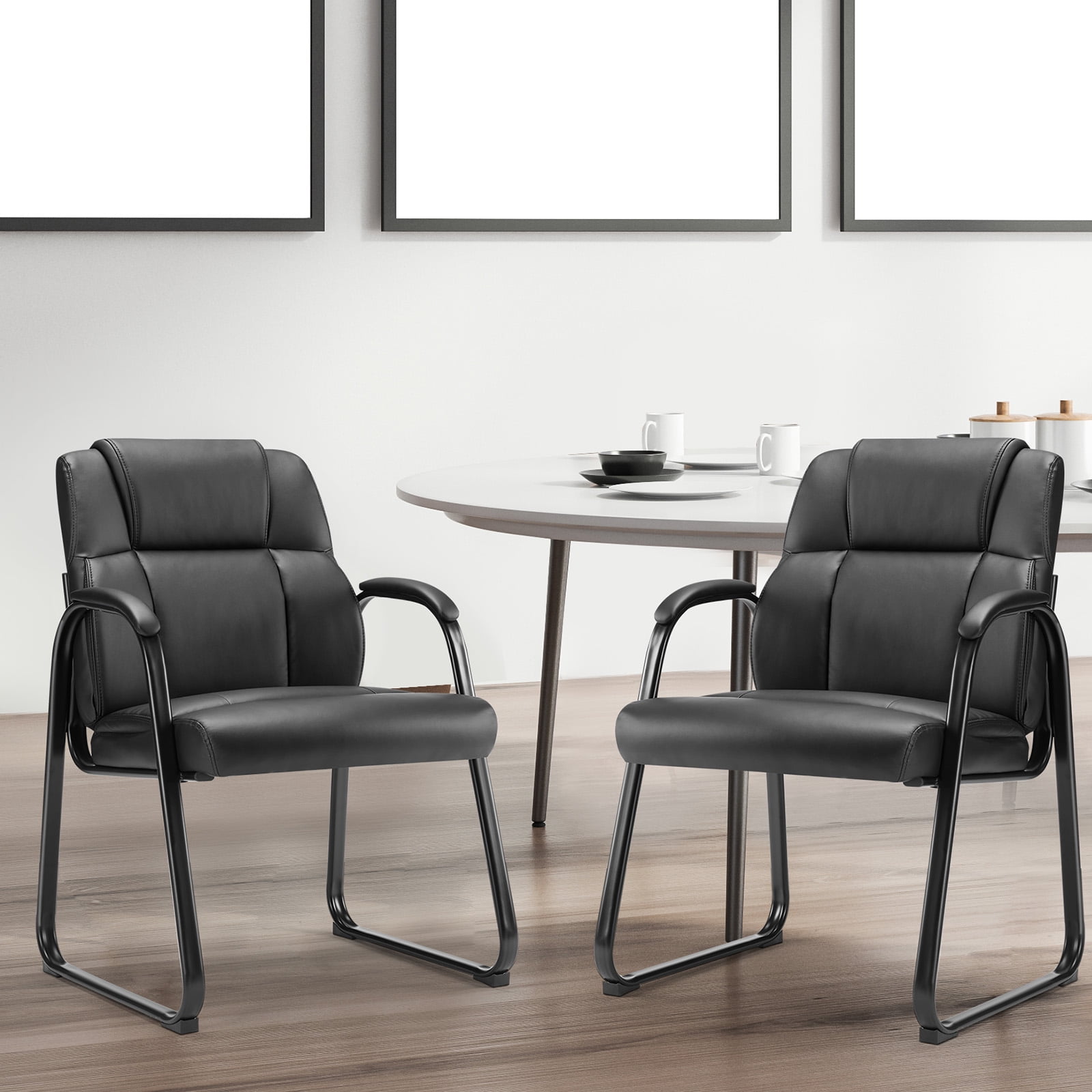 GIANNA Waiting Room Guest Chairs Set of 2, with Bonded Leather Padded ...