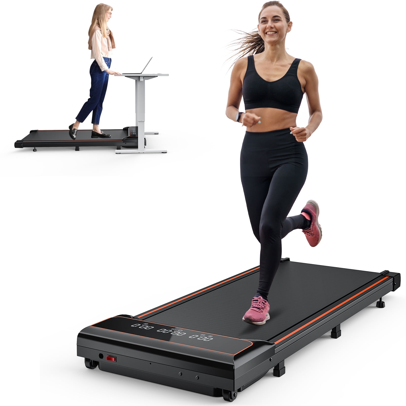 GIANNA Compact Armless Treadmill with Remote Control, Space-Saving ...