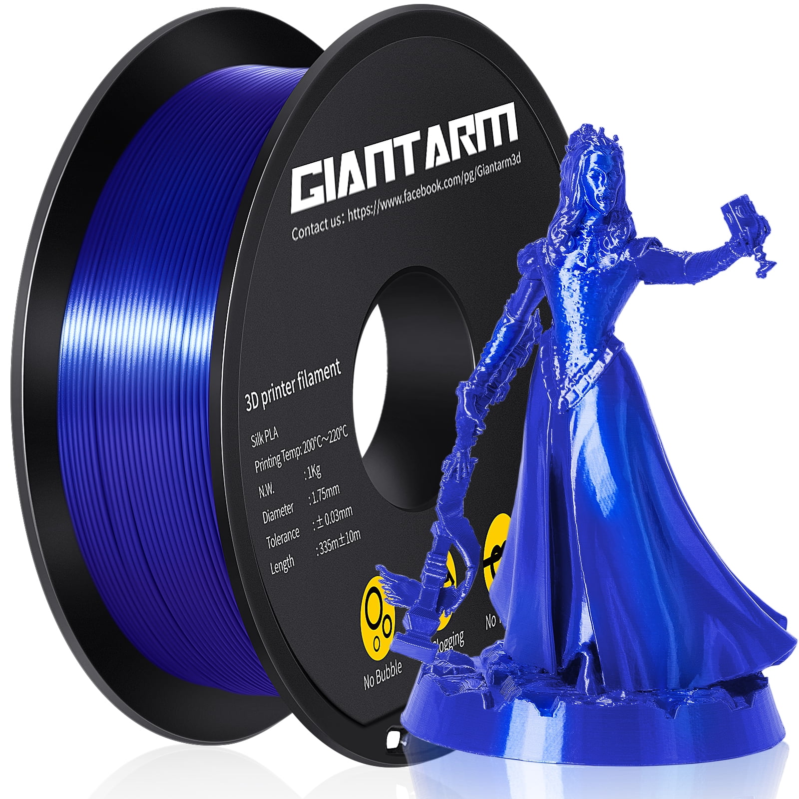 GEEETECH Shiny Silk Royal Blue 3D Printer PLA Filament Toughness ...