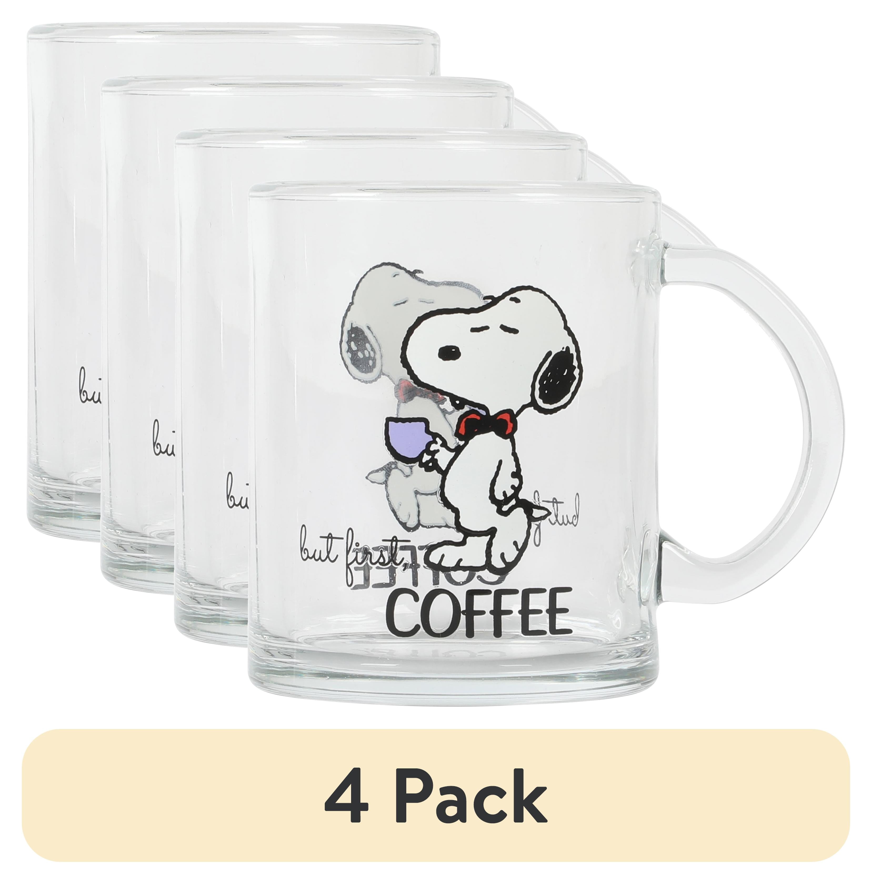 (4 pack) GIBSON HOME GLASS SNOOPY COFFEE MUG - Walmart.com