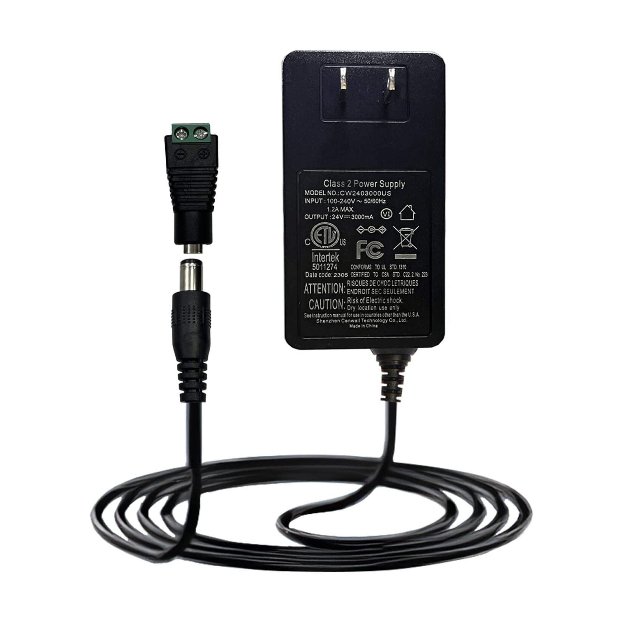 GIDEALED 24V 3A DC Power Supply,72W 24 Volt Adapter with 5.5x2.1mm Plug ...