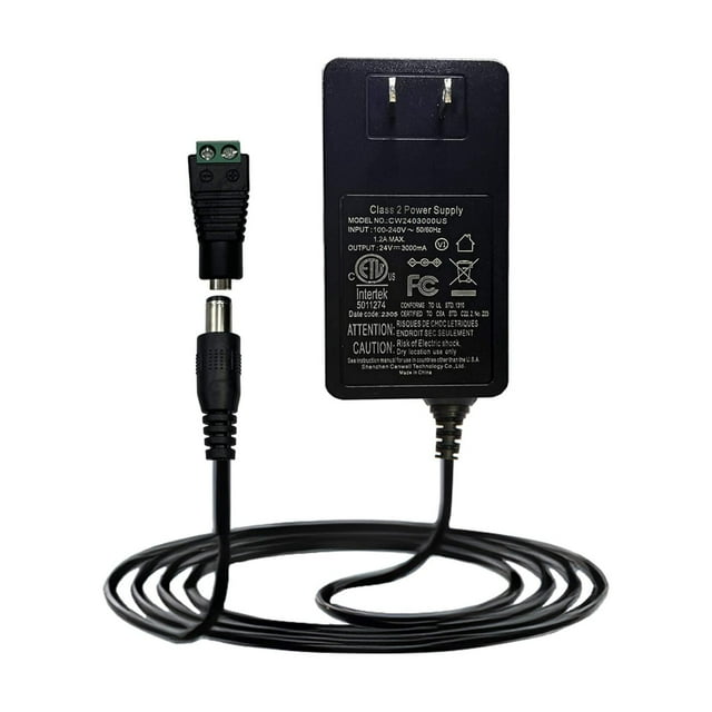 GIDEALED 24V 3A DC Power Supply,72W 24 Volt Adapter with 5.5x2.1mm Plug ...