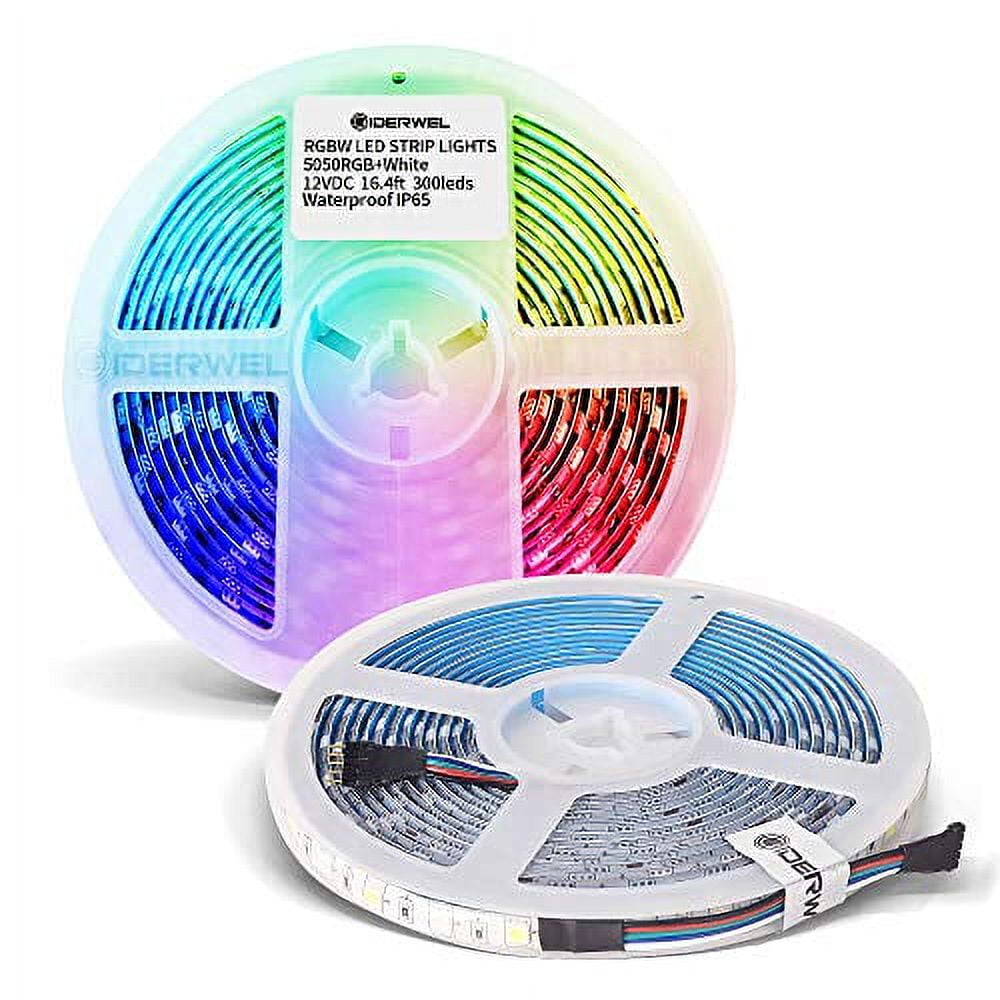 GIDERWEL RGBW LED Strip Light,16.4ft, RGB+Cold White SMD5050, Dimmable ...