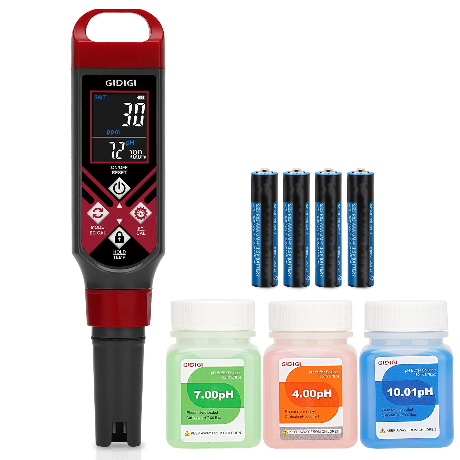 GIDIGI Digital Pool Salt Tester & pH Meter Water Tester with Color ...