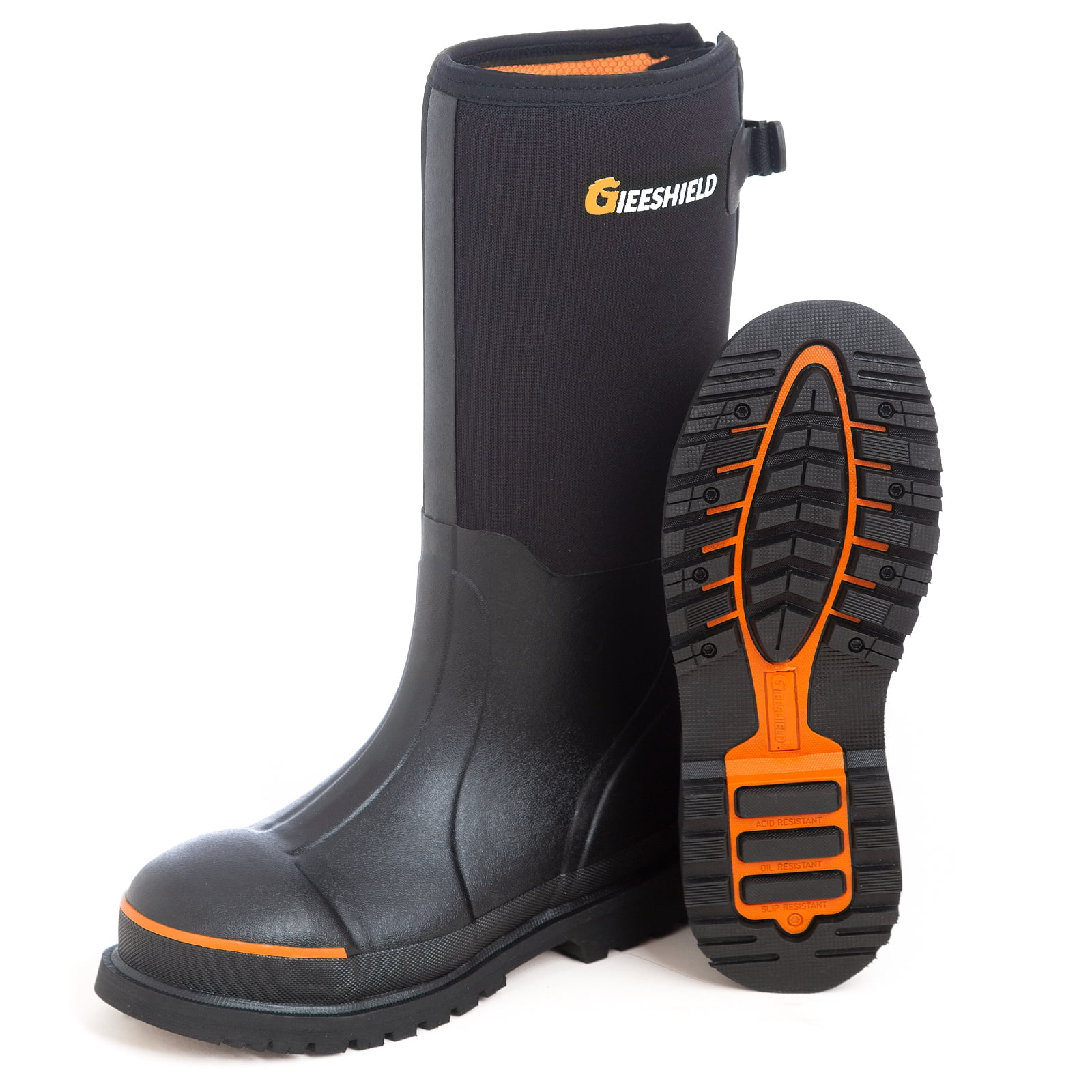 GIEESHIELD Men's Steel Toe & Shank Work Boots - Waterproof Rubber Muck ...