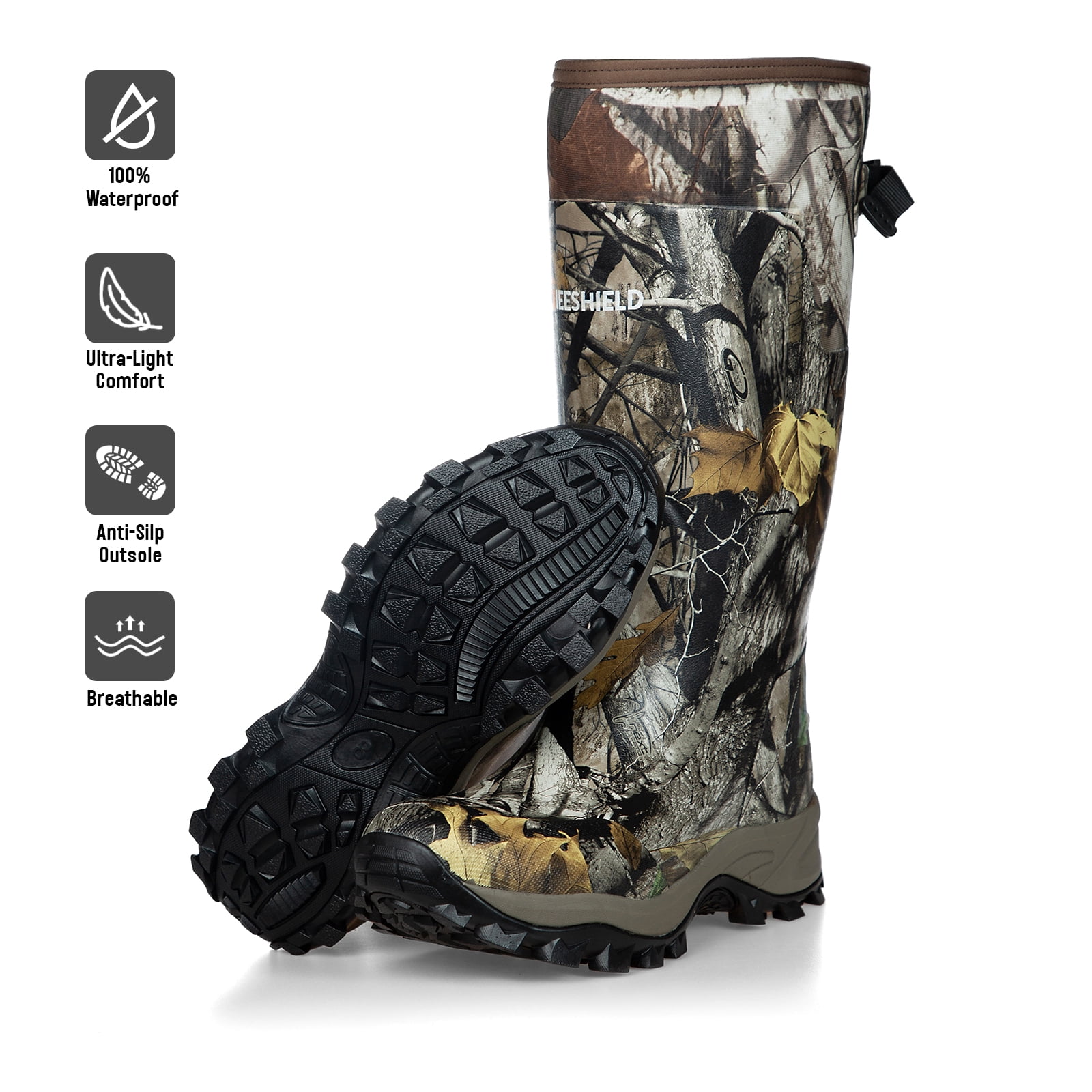 GIEESHIELD Rubber Hunting Boots, Waterproof Insulated Next Camo G2 Warm ...
