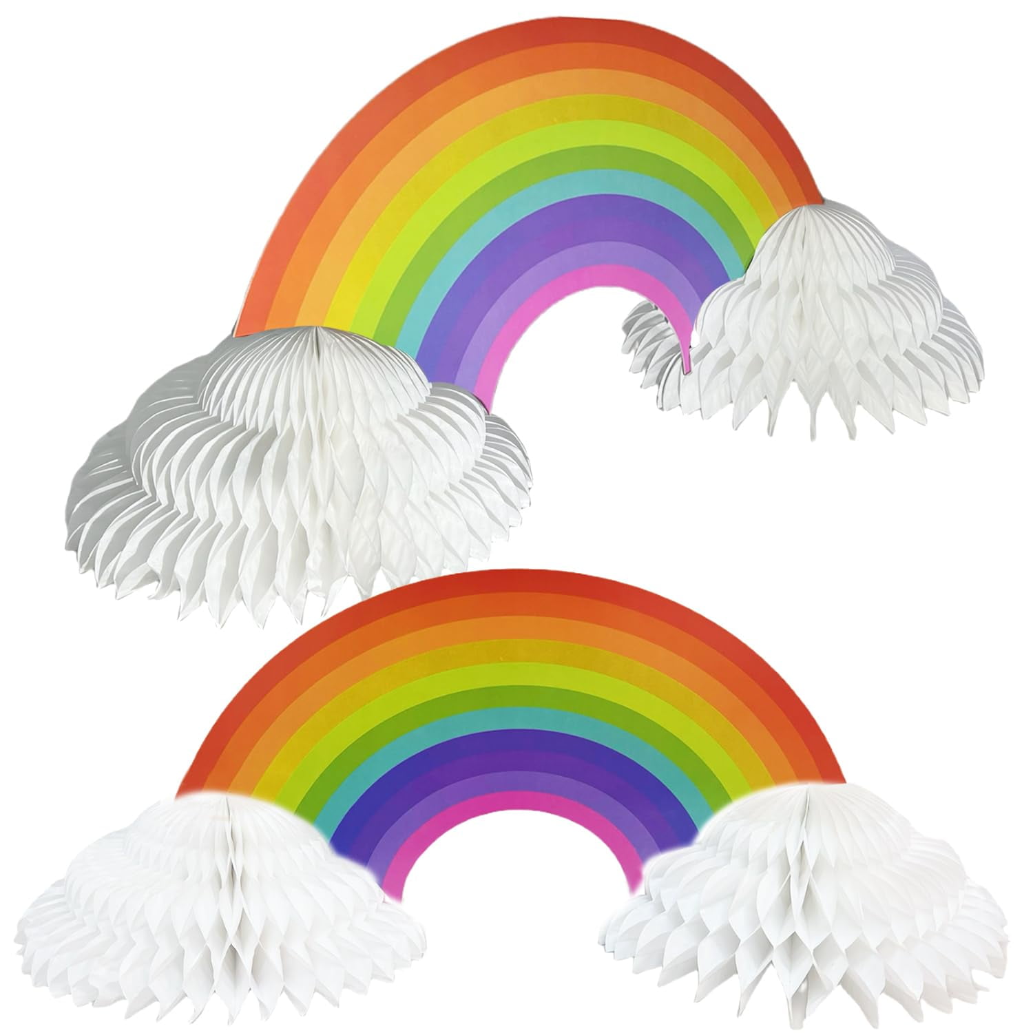 GIFTEXPRESS 2 Pack AJH3 Jumbo 30" Rainbow Honeycomb Centerpiece - Paper Rainbows & Clouds Theme ...