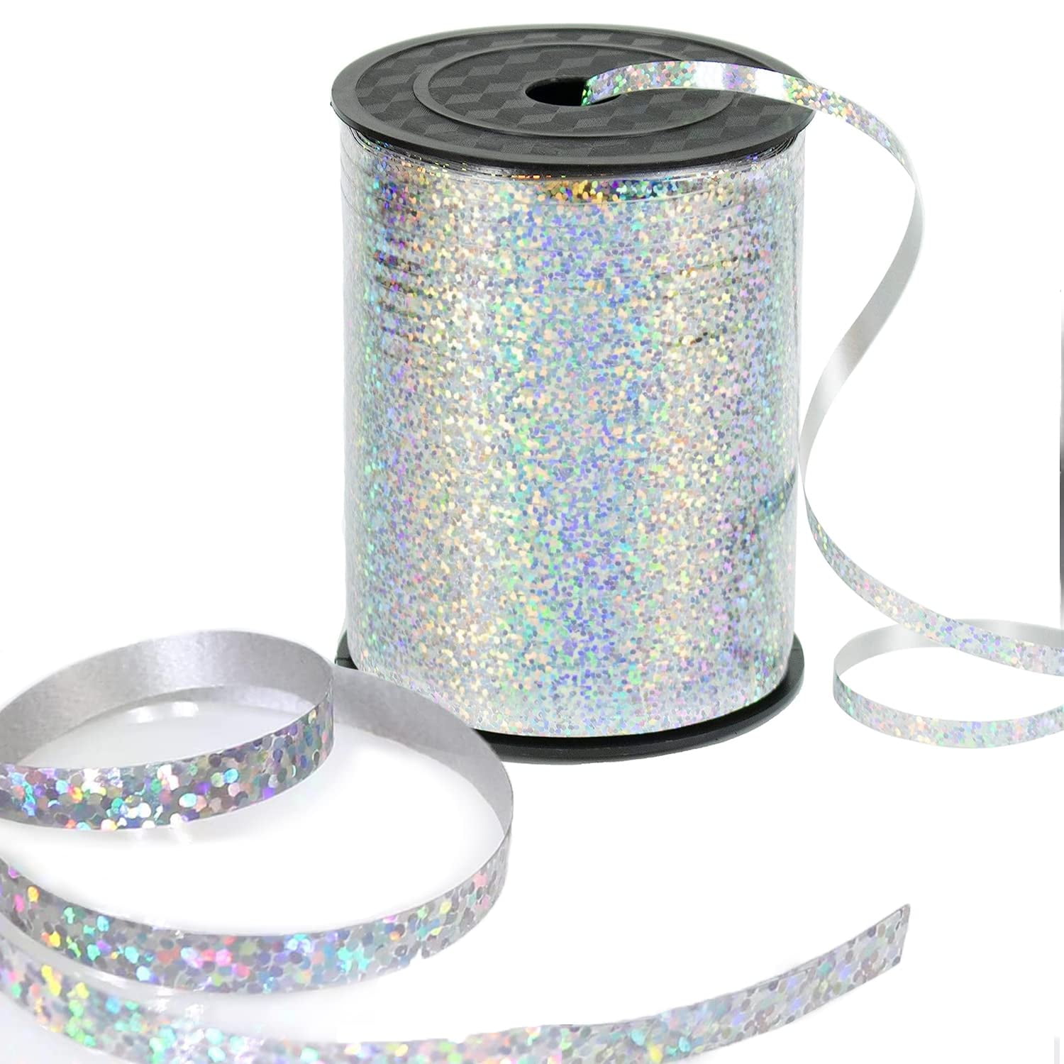 GIFTEXPRESS 500 Yards Shiny EC36 Metallic Silver Crimped Curling Ribbon ...