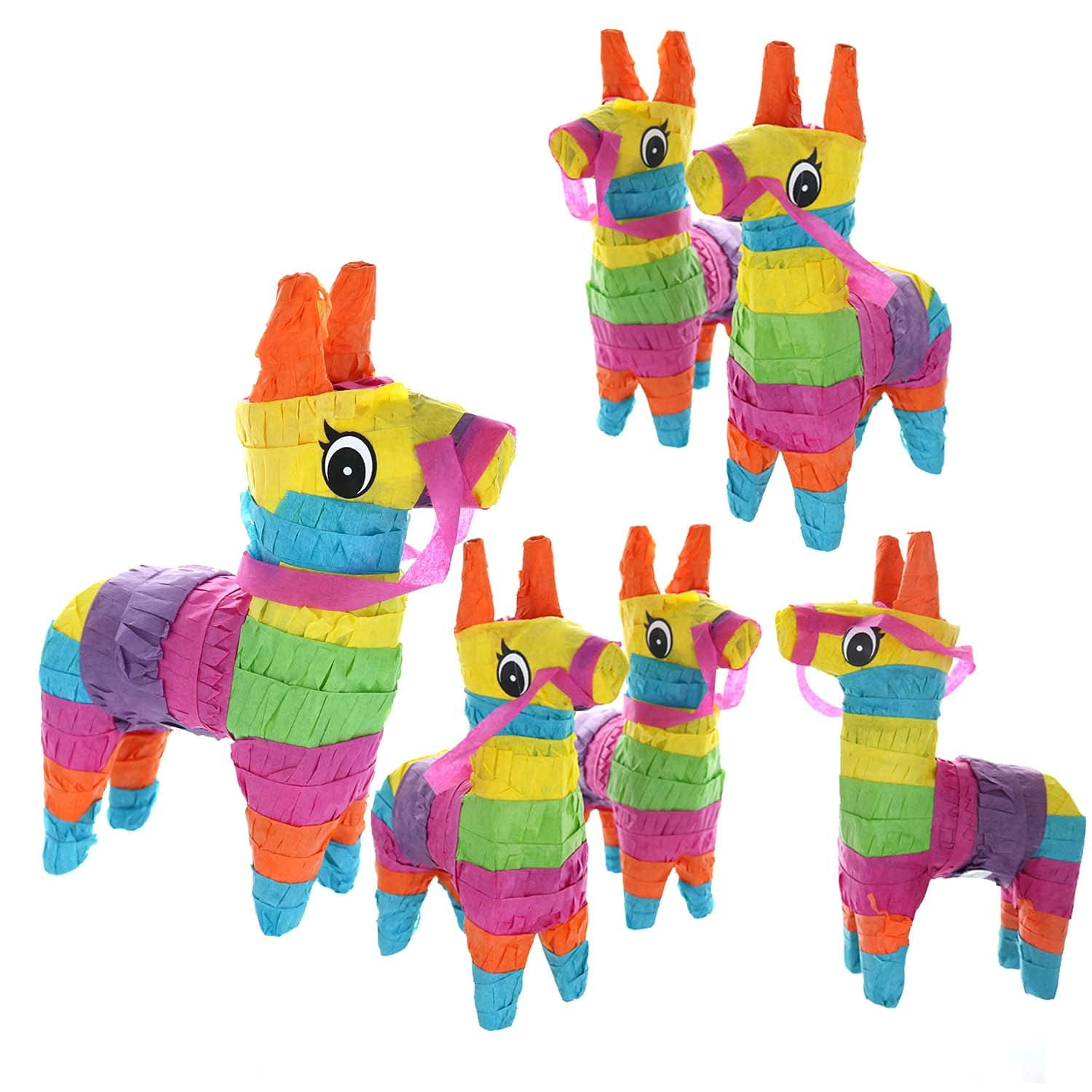GIFTEXPRESS 6 Pack 4"X7" Mini Donkey Pinata, Little Rainbow Llama ...