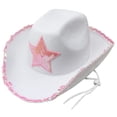 GIFTEXPRESS Themed Party White Felt Cowgirl Hat with Pink Sequin Star ...