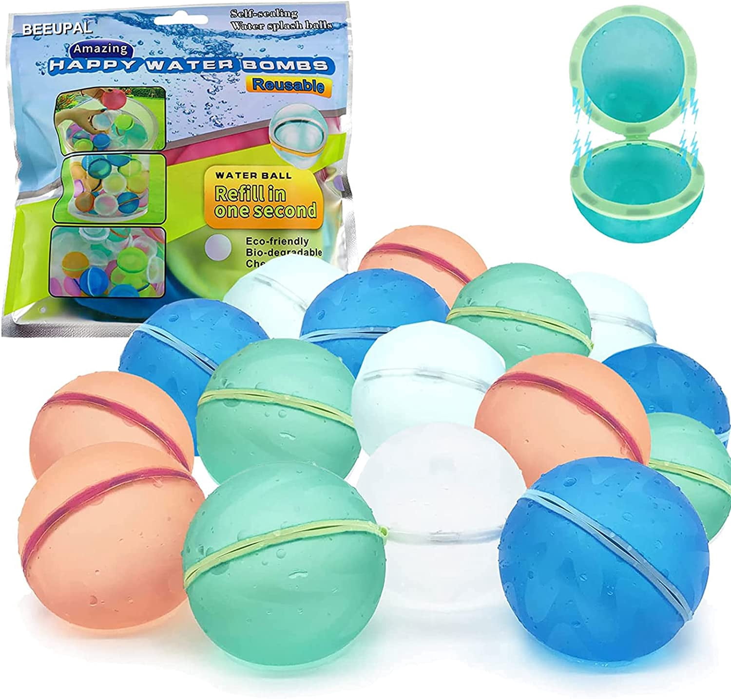 GIFTOURS Reusable Water Balloons Quick Fill Self Sealing, Refillable ...