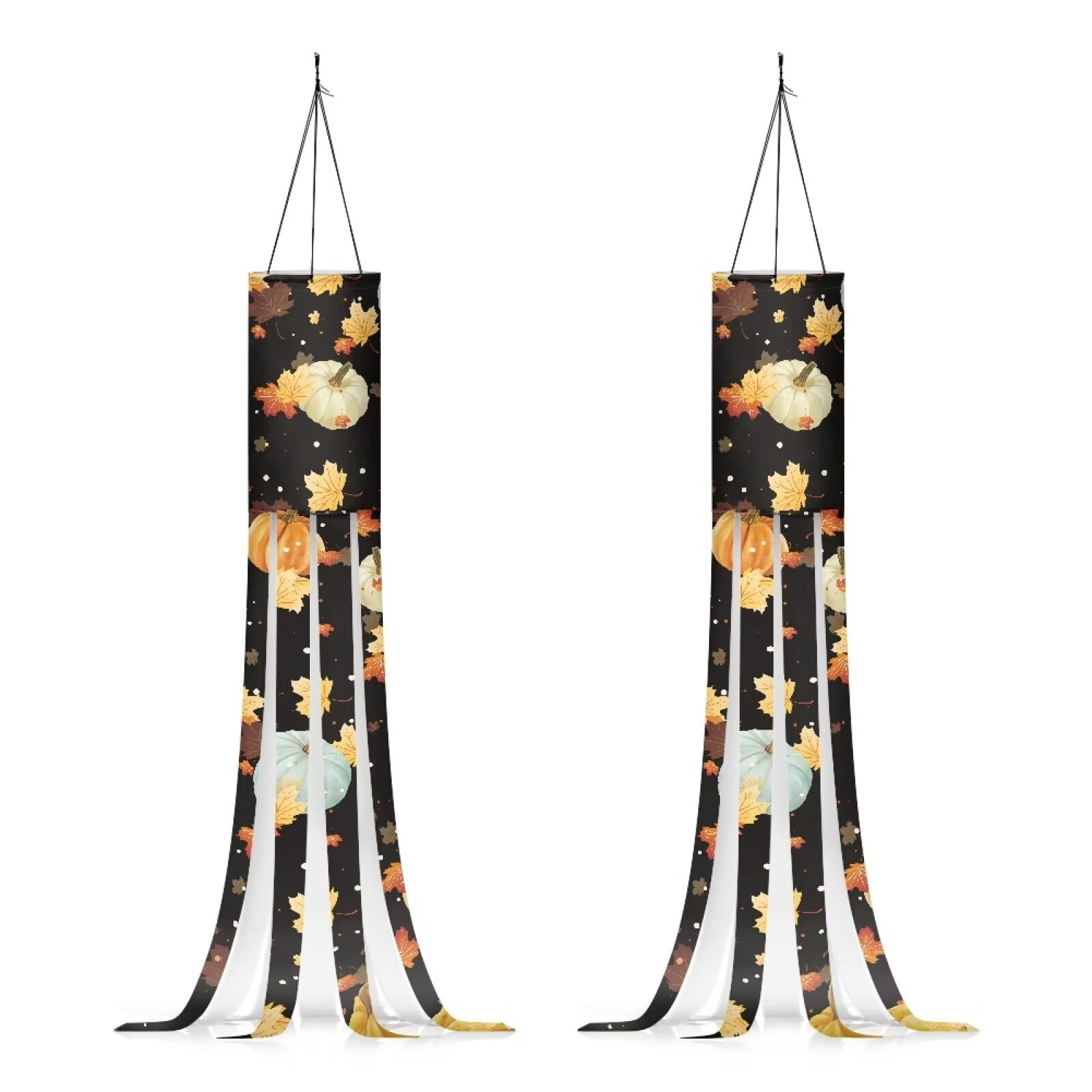 GIFTPUZZ 2 Piece Fall Leaves Pumpkin Windsock Outdoor Garden Wind Socks ...