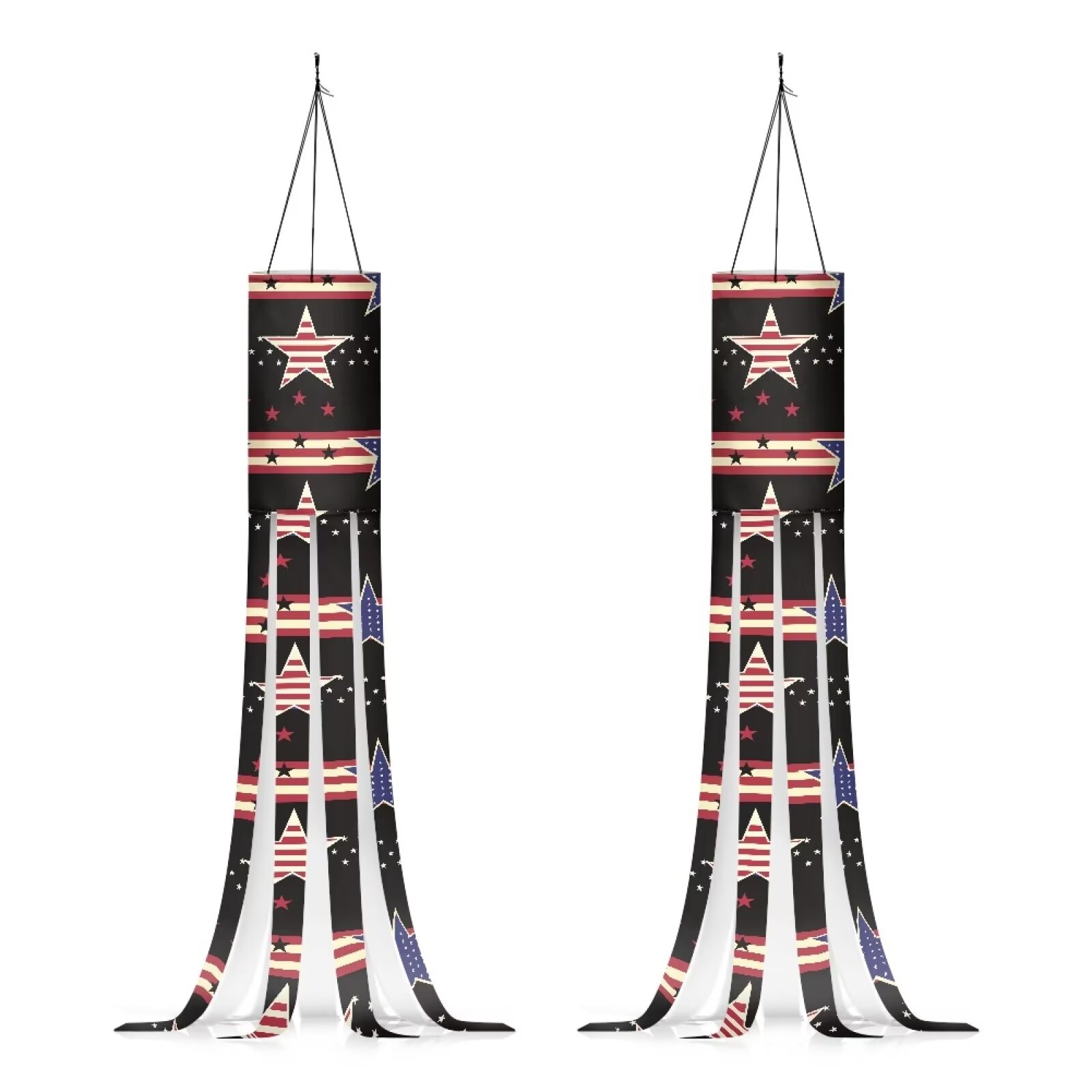 GIFTPUZZ American Flag Star Windsocks Hanging Decorations Patriotic ...