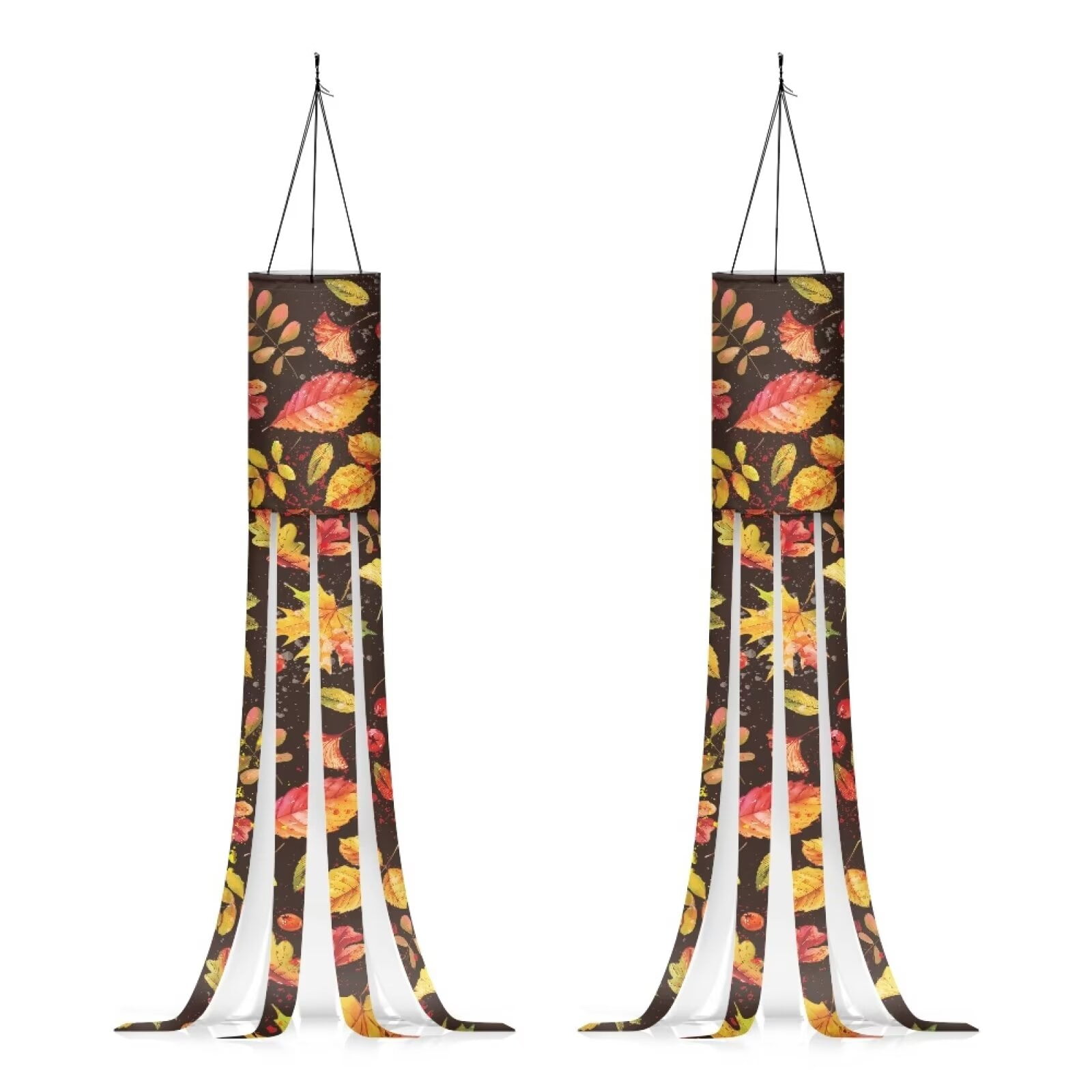 GIFTPUZZ Fall Leaves Black Windsock Flag Hanging Wind Socks Flag ...