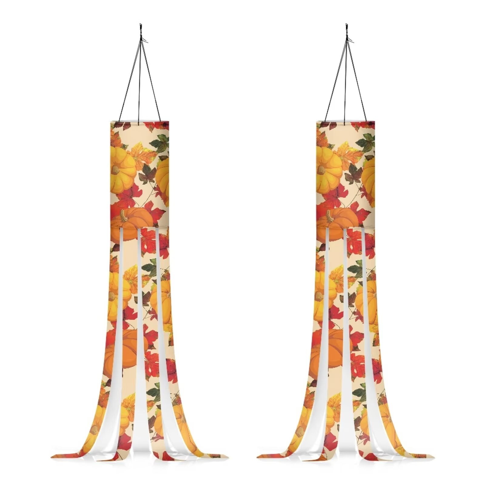 GIFTPUZZ Fall Leaves Pumpkin Pattern Windsock Hanging Decor Windsocks ...