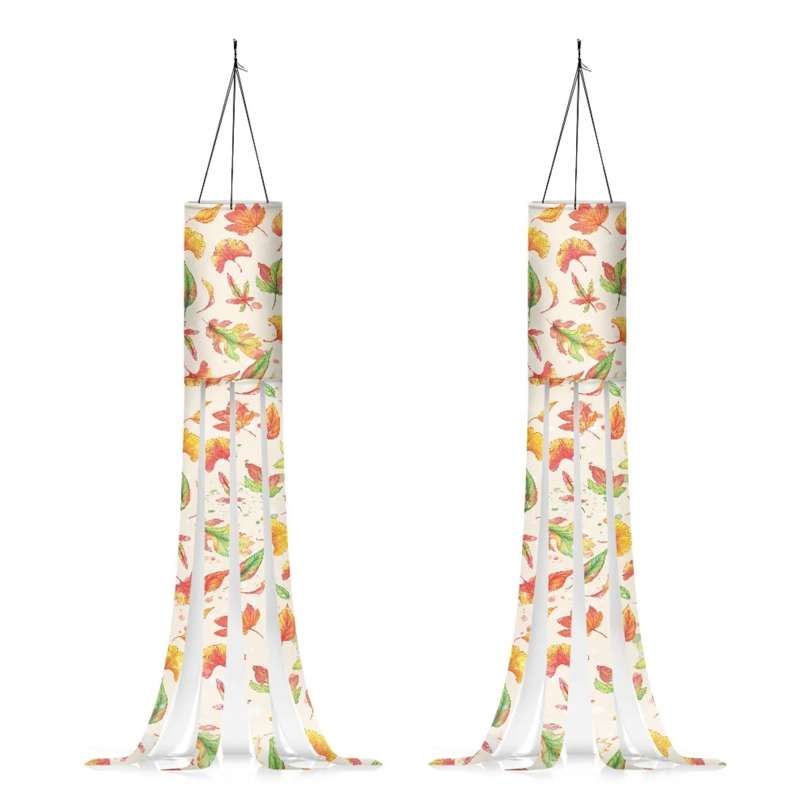 GIFTPUZZ Fall Leaves White Windsocks Hanging Decorations Home Wind ...