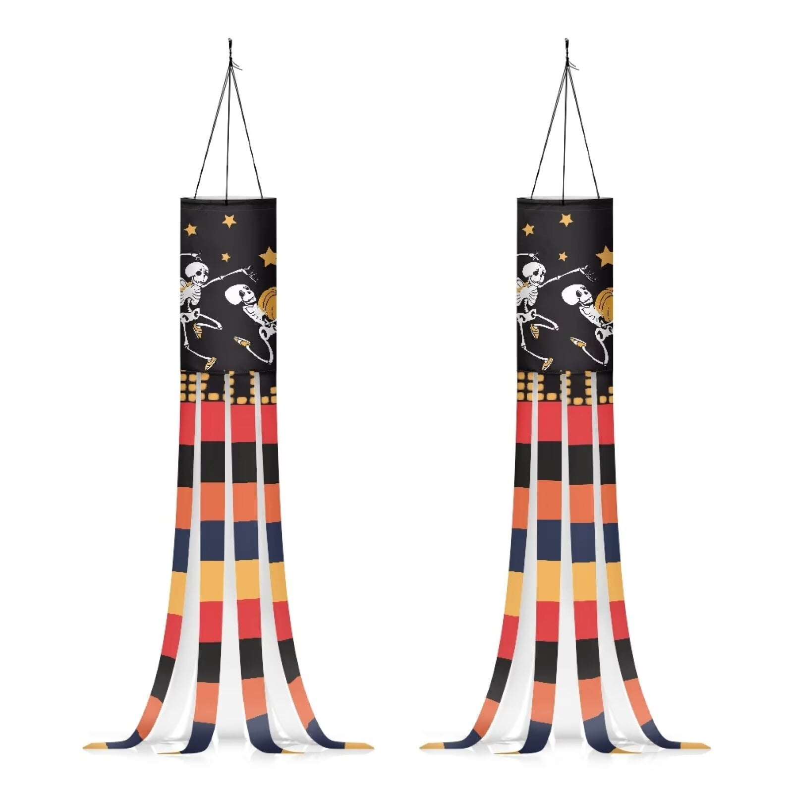 GIFTPUZZ Halloween Skeleton Windsocks Hanging Decorations Flag Wind ...