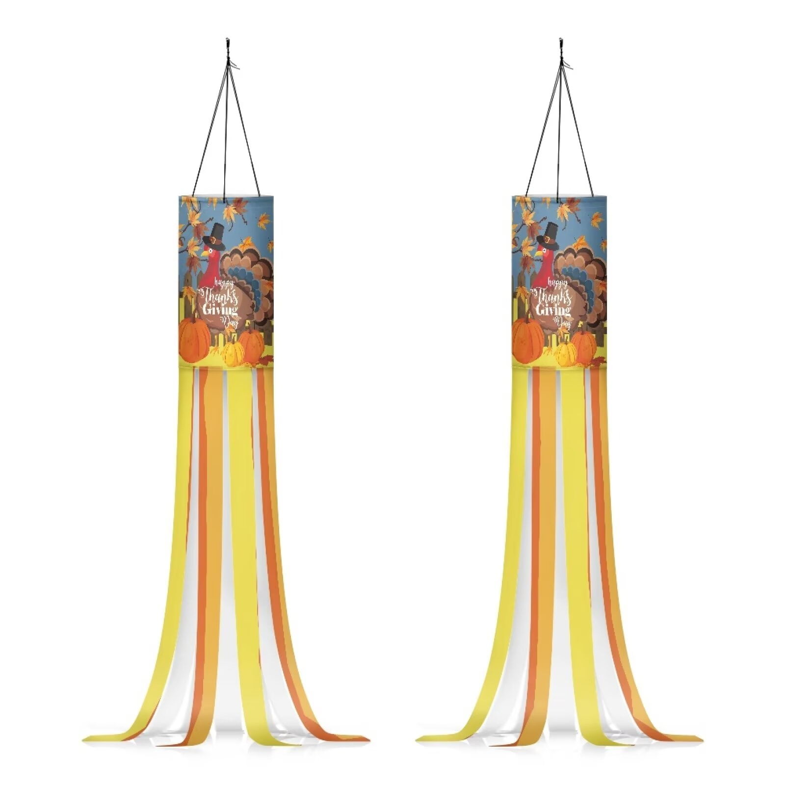 GIFTPUZZ Happy Thanksgiving Turkey Windsock Hanging Decorations Outdoor ...