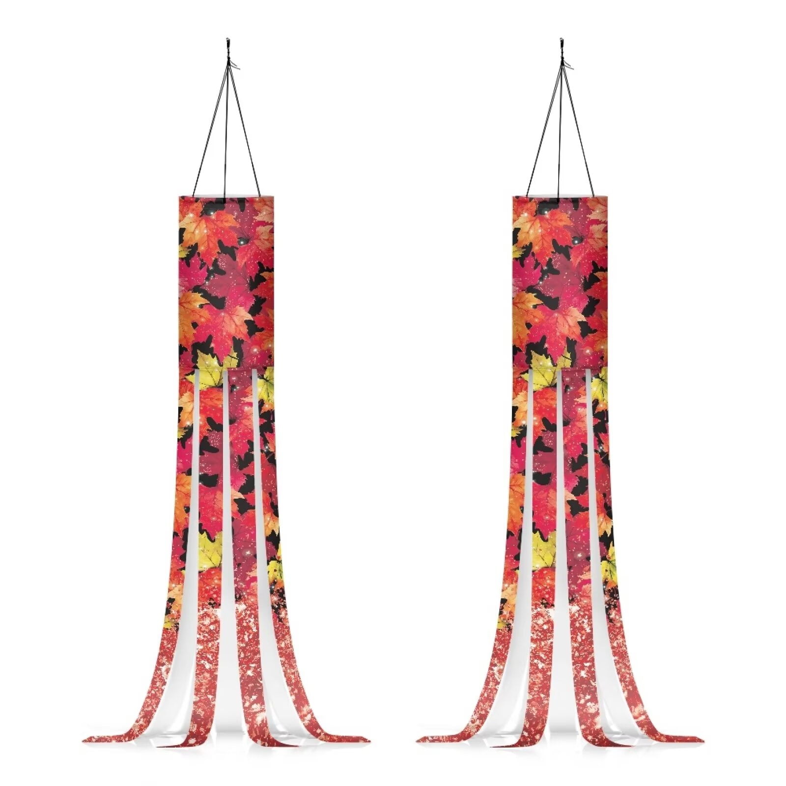 GIFTPUZZ Red Fall Leaves Windsocks Hanging Decorations with Long Tails ...