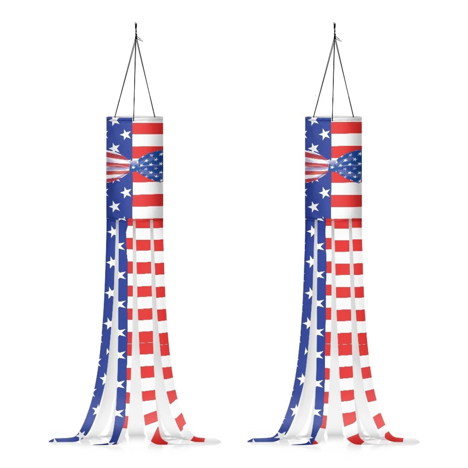 GIFTPUZZ American Flag Bow Pattern Windsock Hanging Decor Windsocks ...