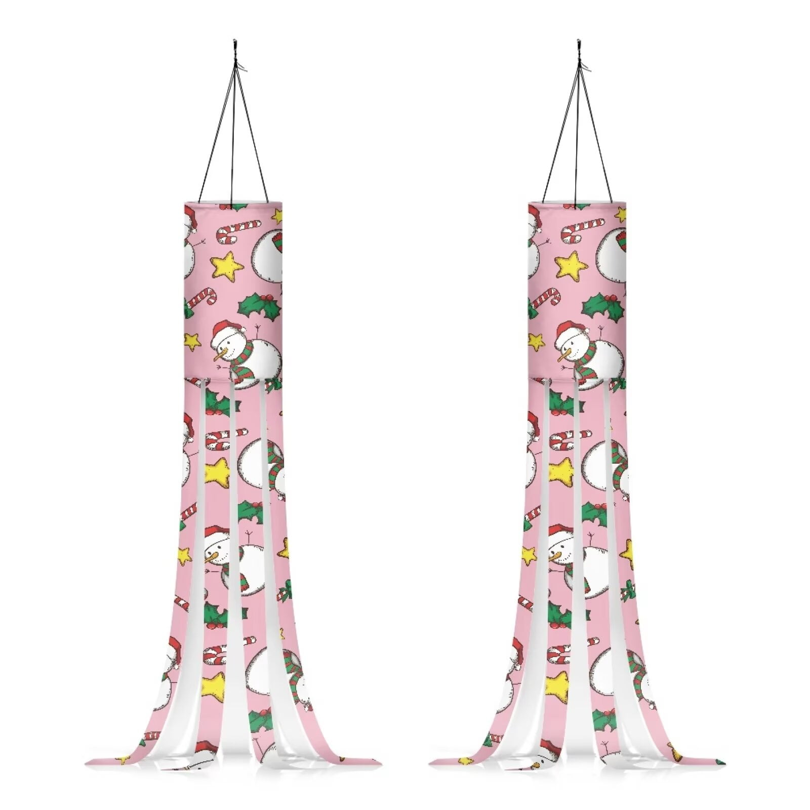 GIFTPUZZ 2 Piece 40 Inch Christmas Snowman Candy Pink Windsock ...
