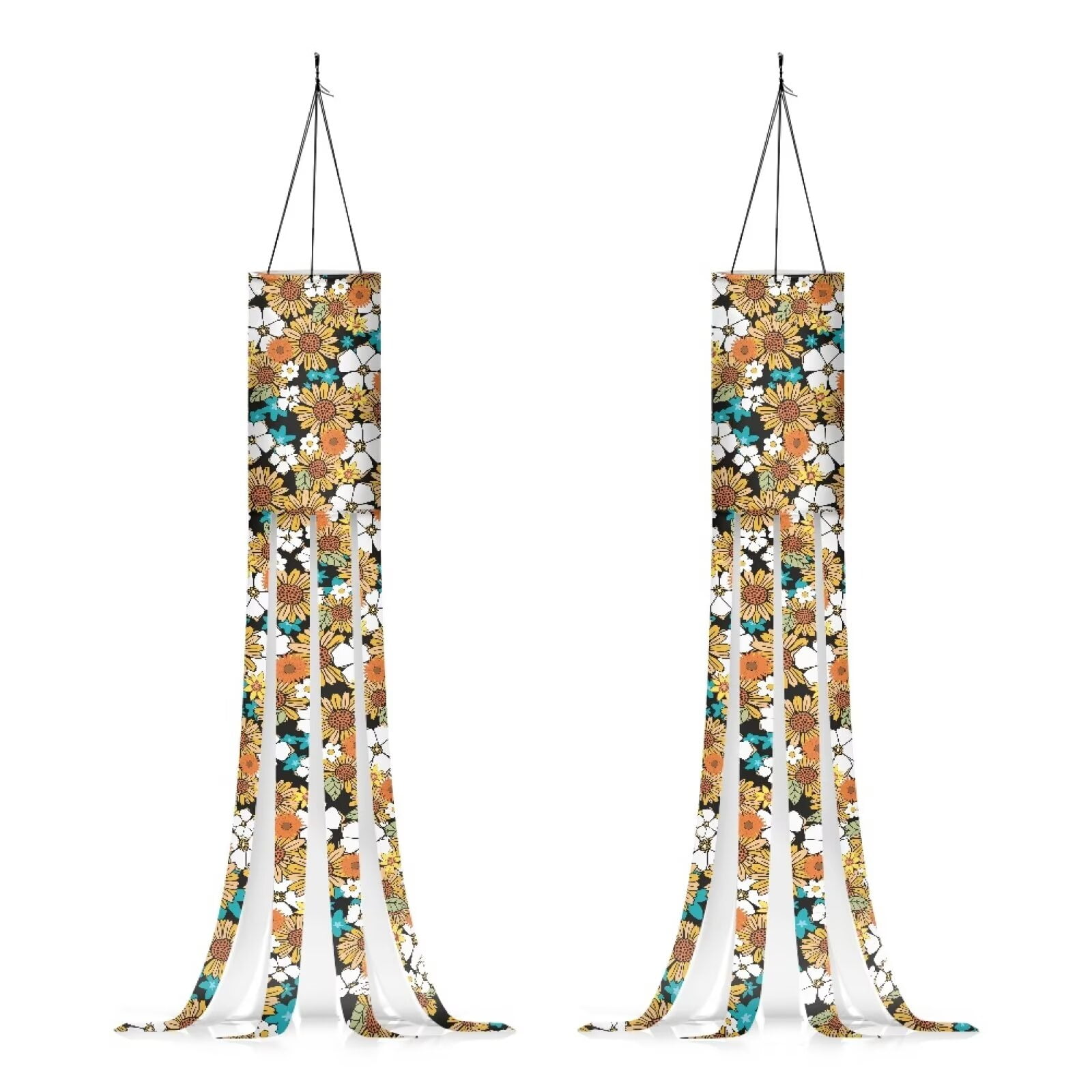 GIFTPUZZ 2 Pieces Windsock Flags Sunflower Flower Hanging Decorations ...